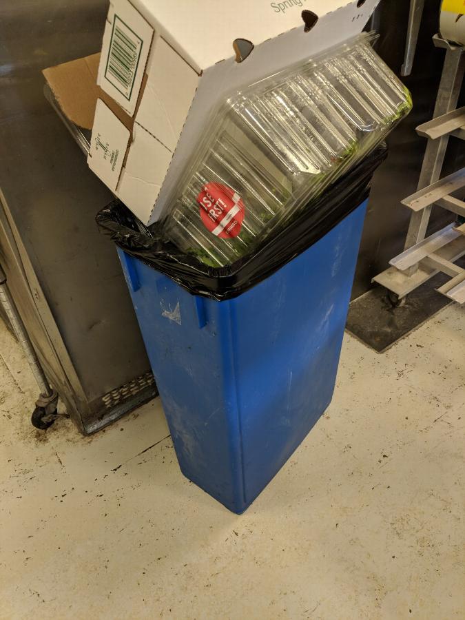 Lavex Janitorial 23 Gallon Blue Slim Rectangular Recycle Bin