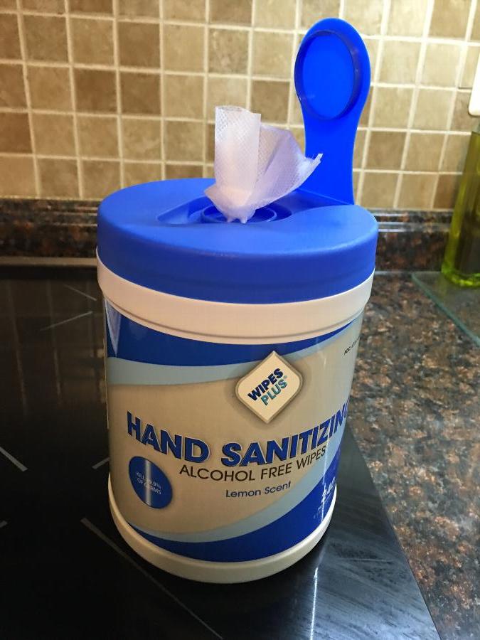 WipesPlus 240 Count Lemon Scent Alcohol Free Hand Sanitizing Wipes