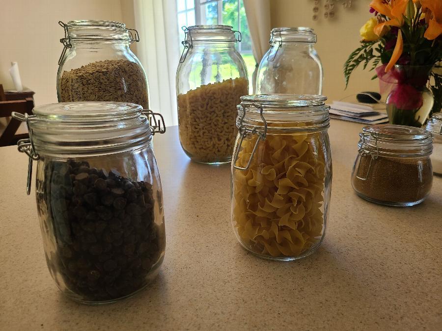 Choice 34 oz. Hinge Top Glass Storage Jar - 4/Pack