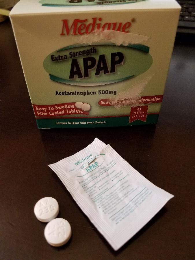 Medique 17564 Extra Strength APAP Acetaminophen Tablets - 24/Box