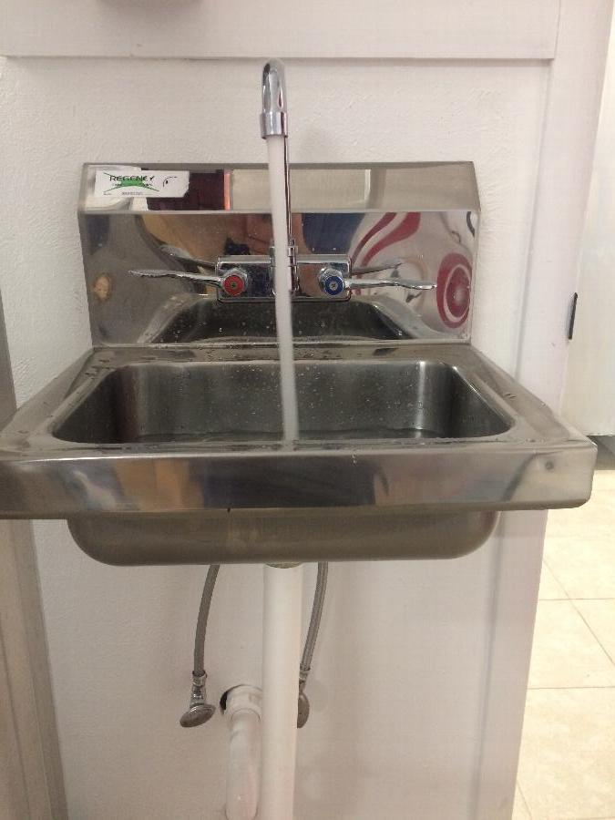 Regency 17 1/4" x 15 1/4" Wall Mounted Hand Sink with Gooseneck Faucet ...