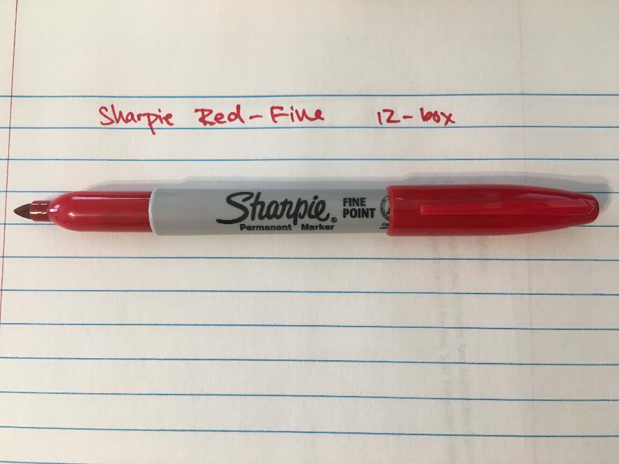 Sharpie 30002 Red Fine Point Permanent Marker - 12/Box