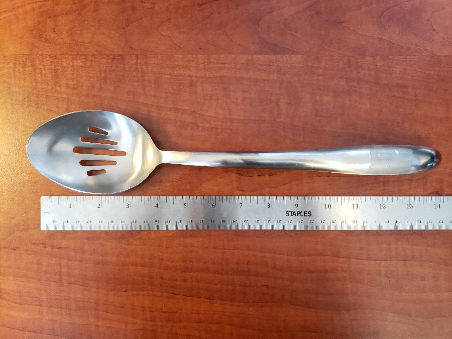 Tablecraft 5334 Dalton 13 3/4" 18/8 Stainless Steel Slotted Serving Spoon