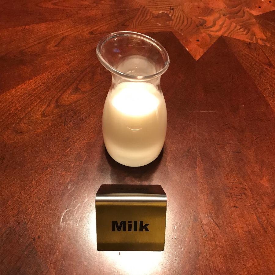 Tablecraft B5 2 1/2" x 2" Stainless Steel "Milk" Tent Sign