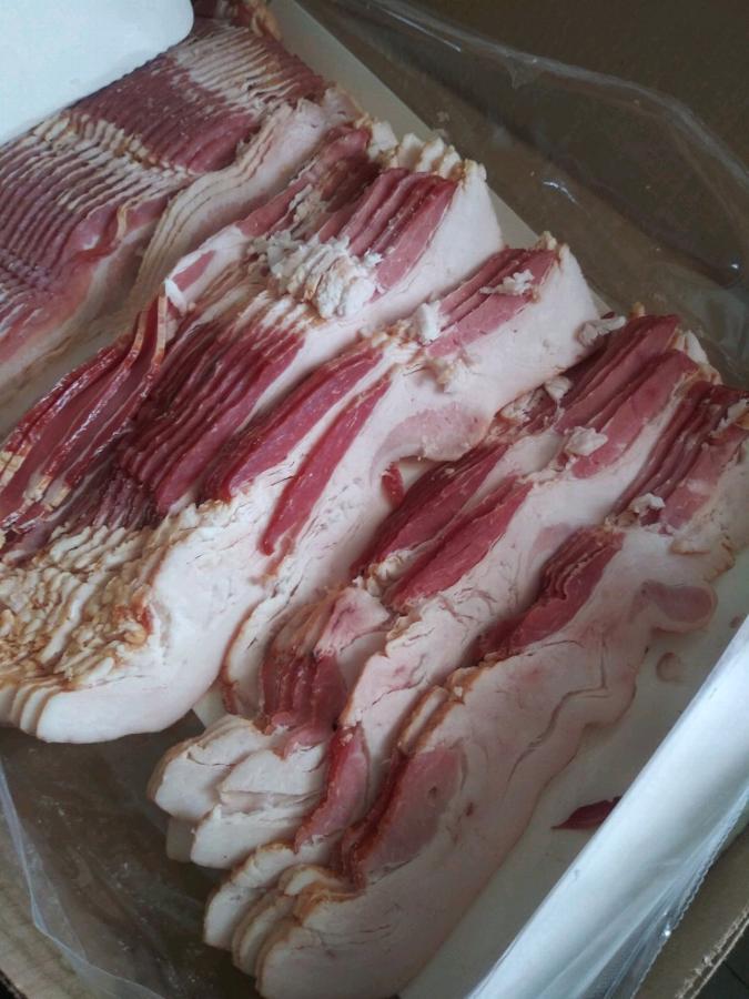 Hatfield Bacon: 15 lb. Case of Slab Sliced Bacon | WebstaurantStore