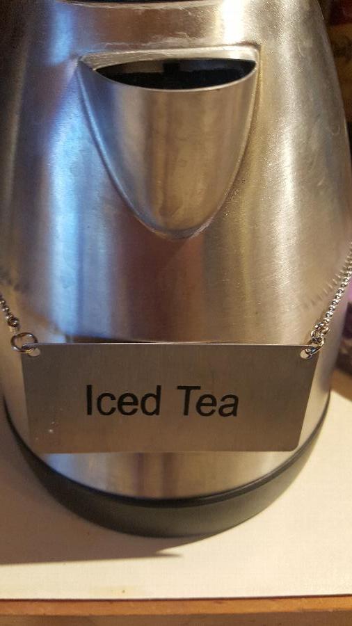 Coffee Chafer Name Plate - "Iced Tea"