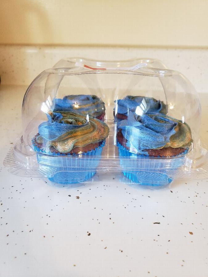4 Compartment Clear Hinged High Dome Cupcake Container - 225/Case