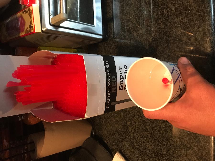 Choice 10 1/4" Super Jumbo Red Unwrapped Spoon Straw - 300/Box