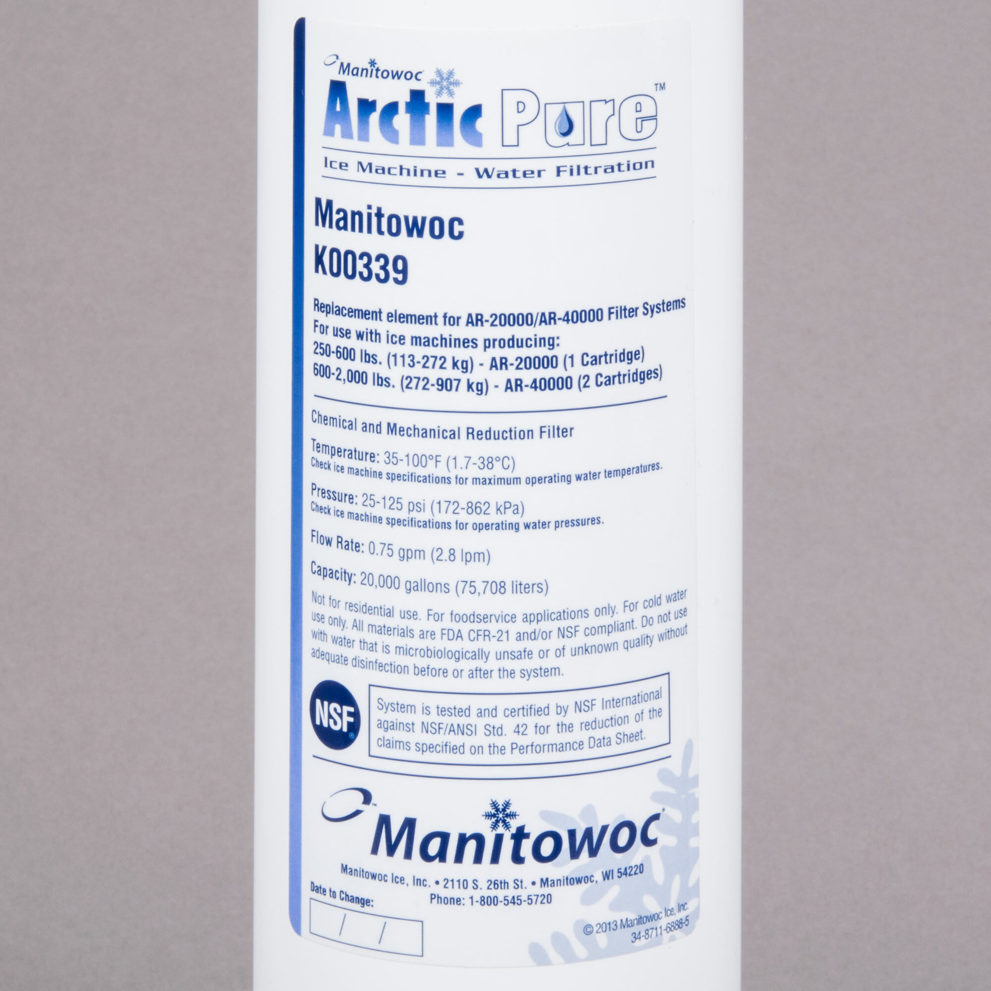 Manitowoc K-00339 Arctic Pure AR-20000 and AR-40000 Replacement Cartridge
