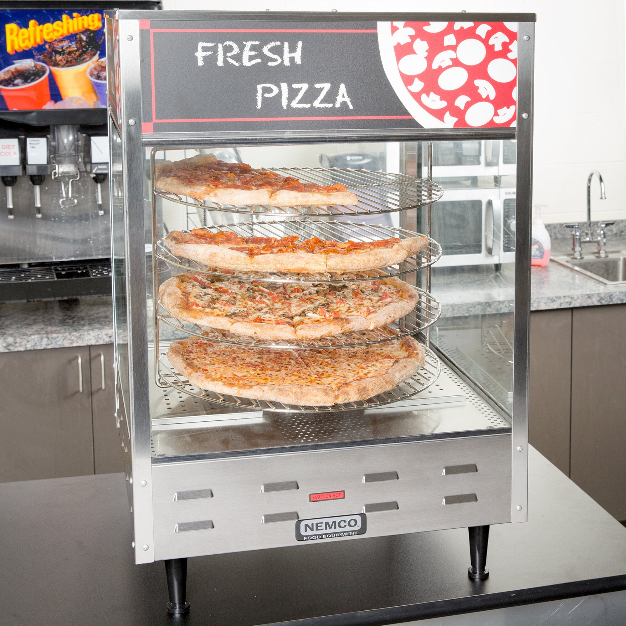 Nemco 6452 Single Door Rotating 4-Tier Pizza Merchandiser with 18 ...