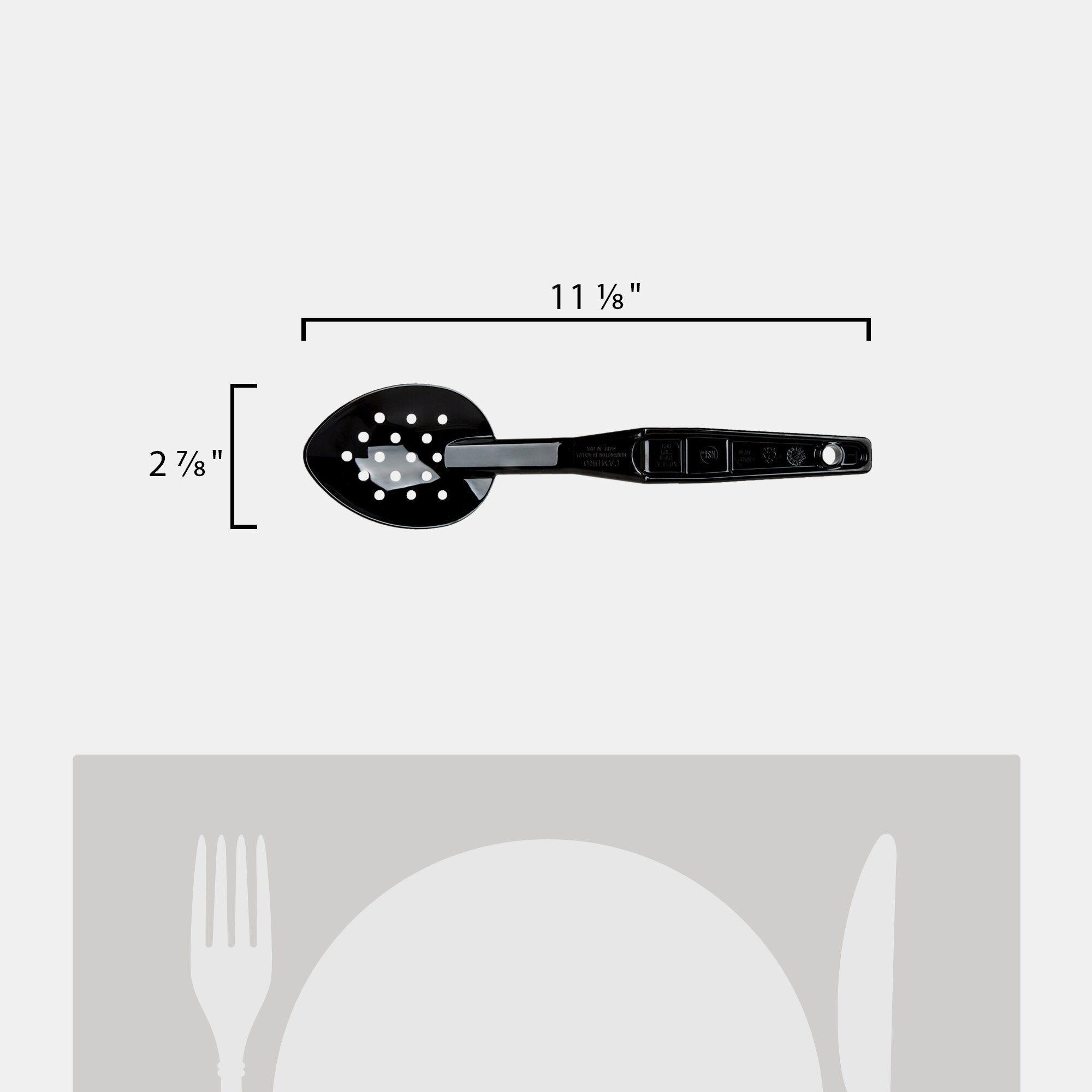Cambro SPOP11CW 11" Black Camwear Perforated Salad Bar / Buffet Spoon