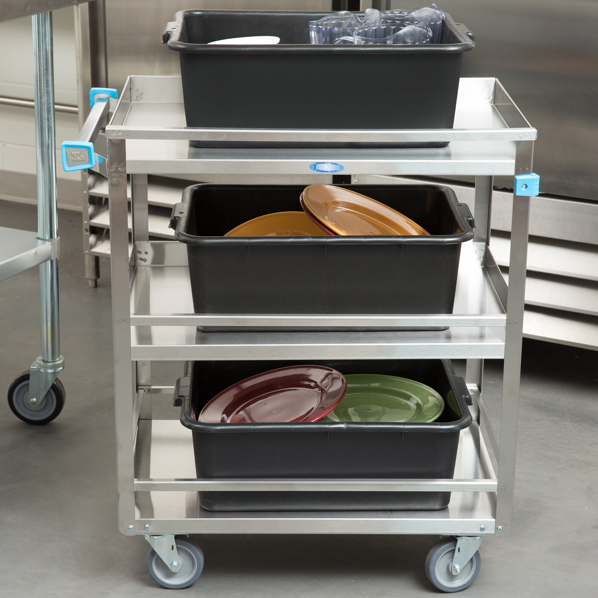 Lakeside 526 Stainless Steel Three Shelf Guard Rail Utility Cart - 31 ...