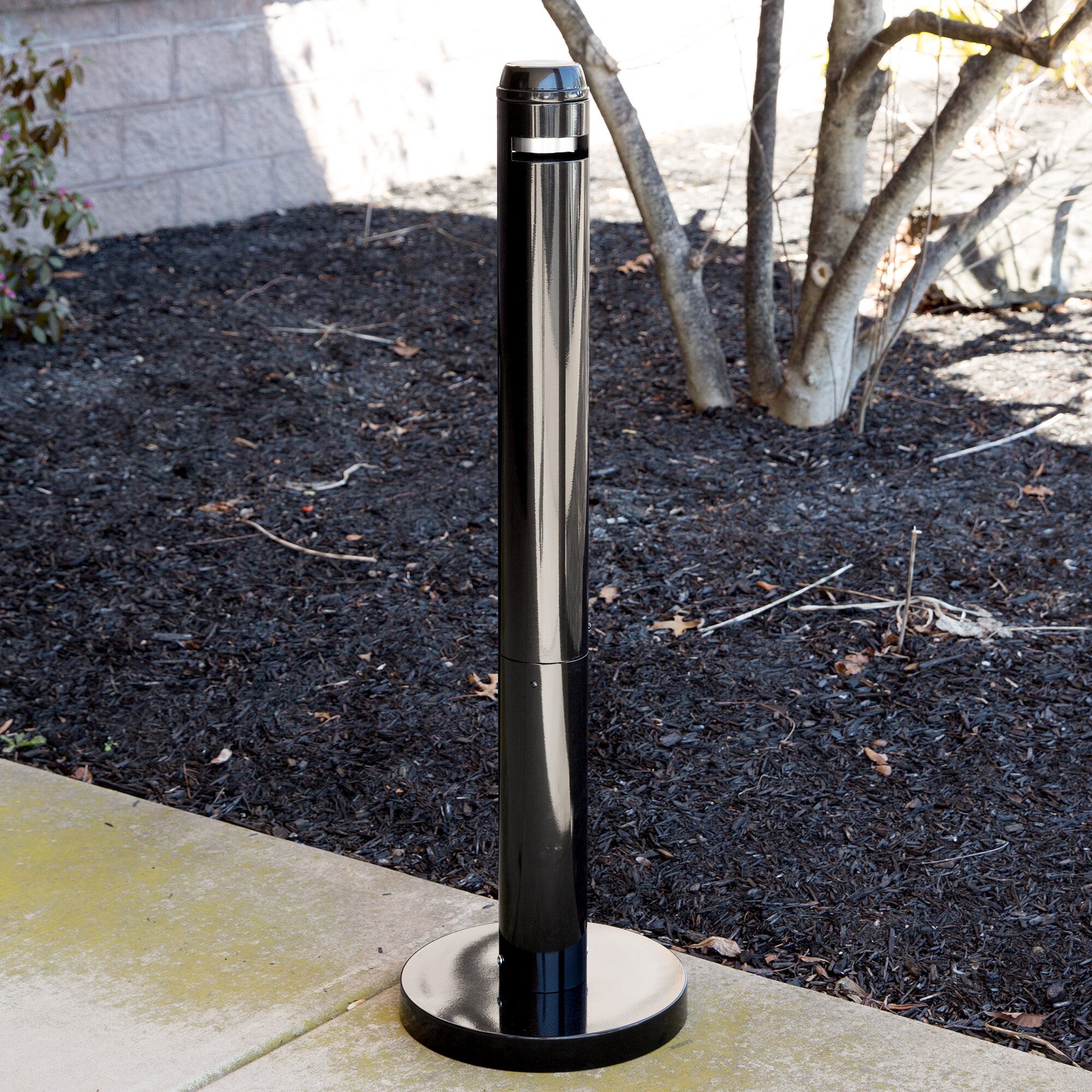 Smokers' Pole - Rubbermaid Black Aluminum Cigarette Receptacle