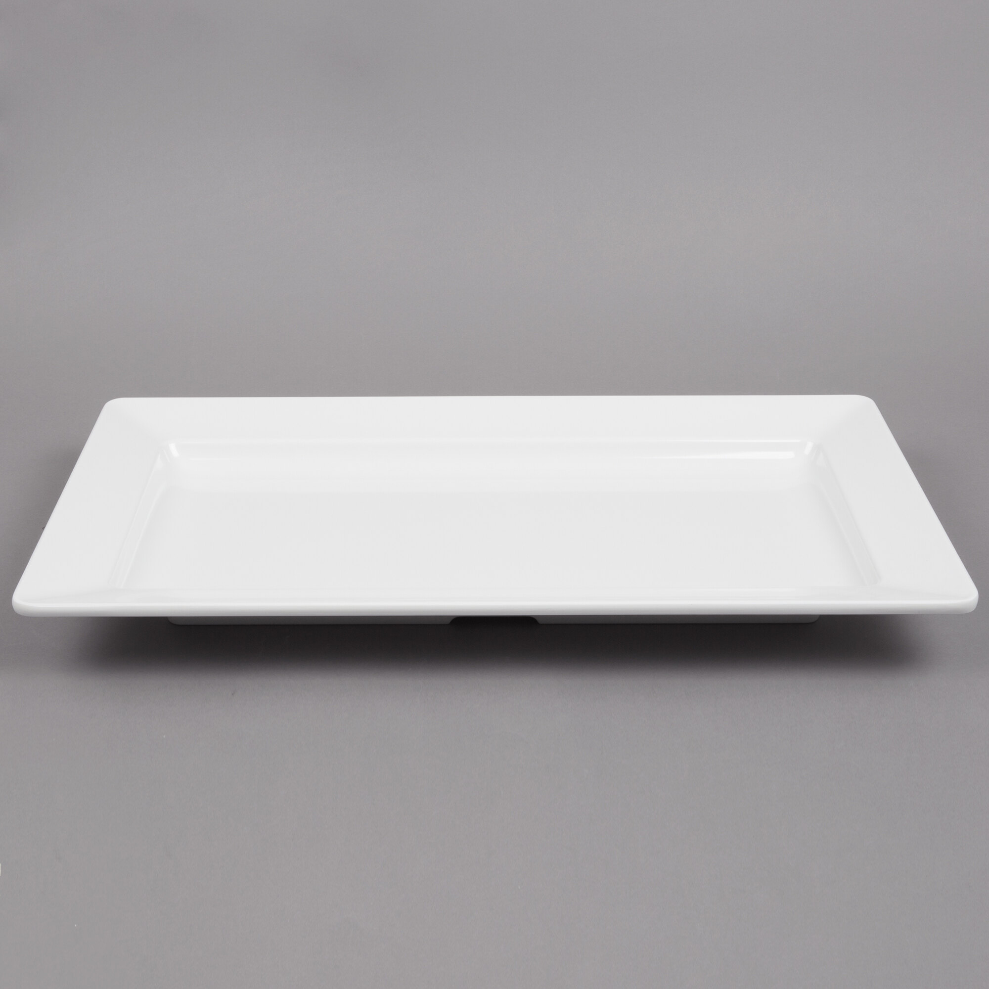 Tablecraft M2213 Frostone 22" x 12 3/4" White Rectangular Melamine Tray