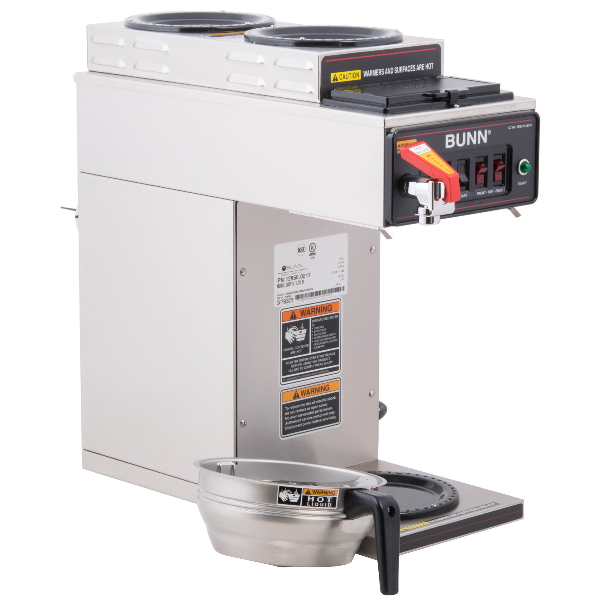 Bunn 12950.0217 CWTF15-3 Automatic 12 Cup Coffee Brewer with 2 Upper ...