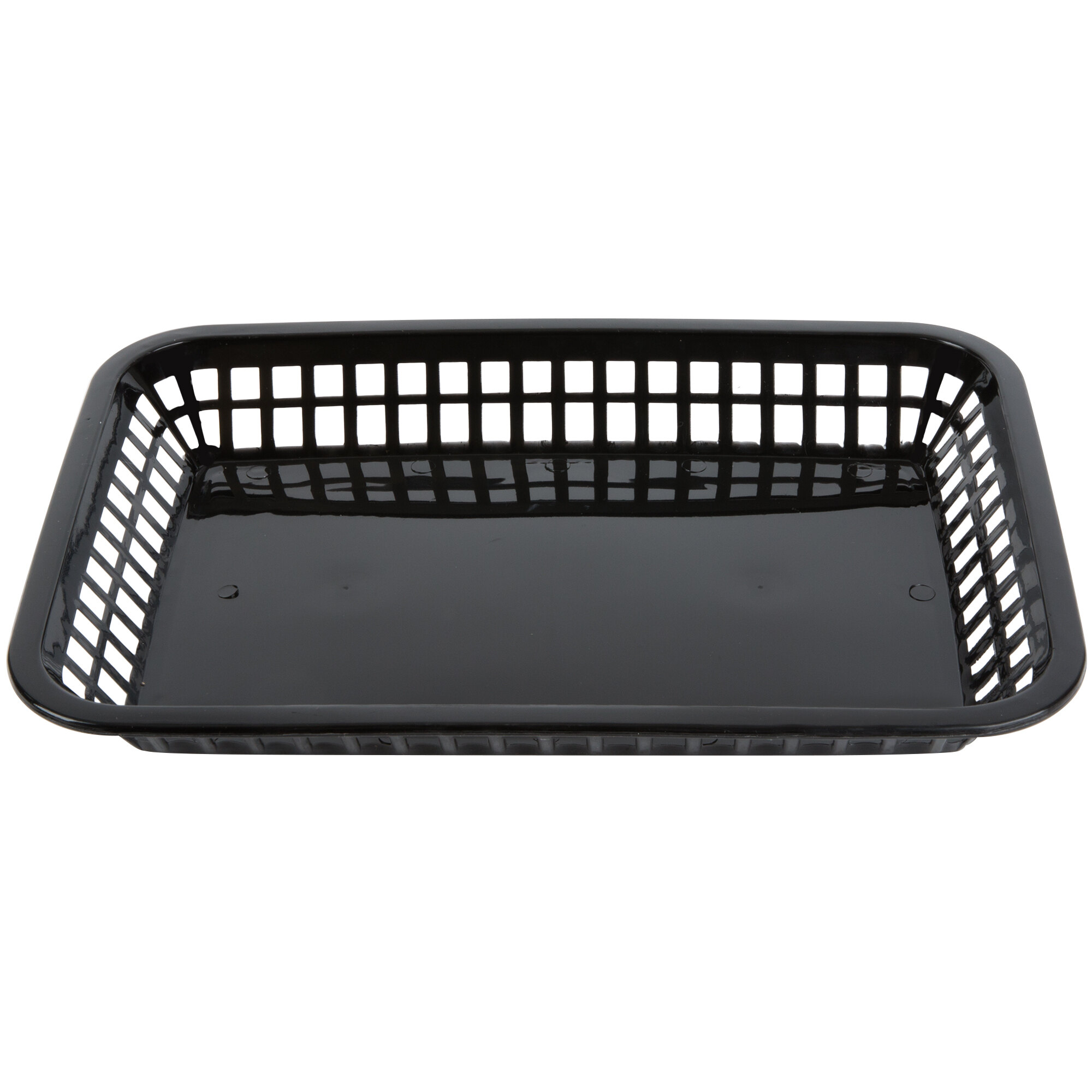 Plastic Food Basket, Black, Rectangular - 12/Pack