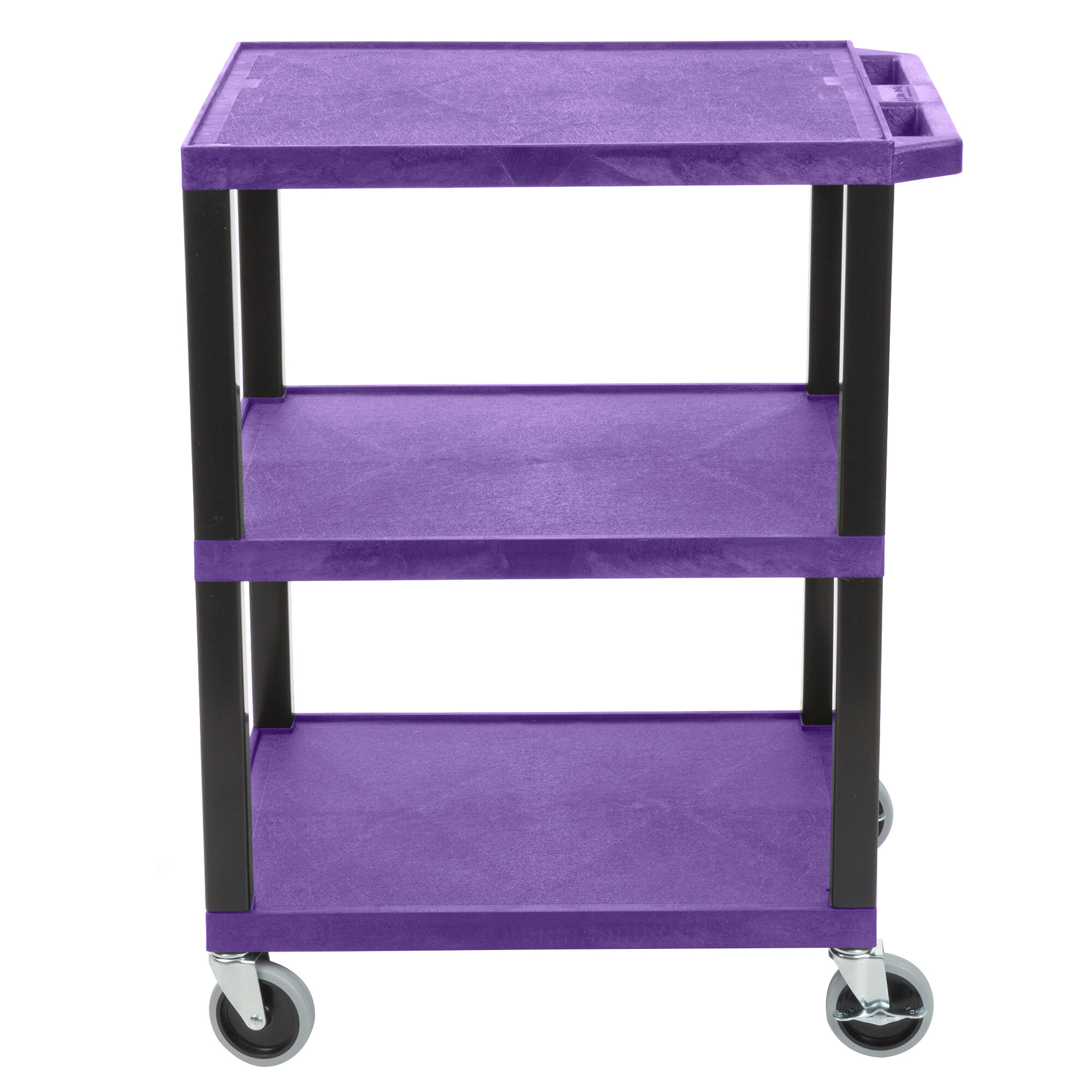 Luxor WT34PS Tuffy Purple Three Shelf Utility Cart - 24" x 18" x 34"