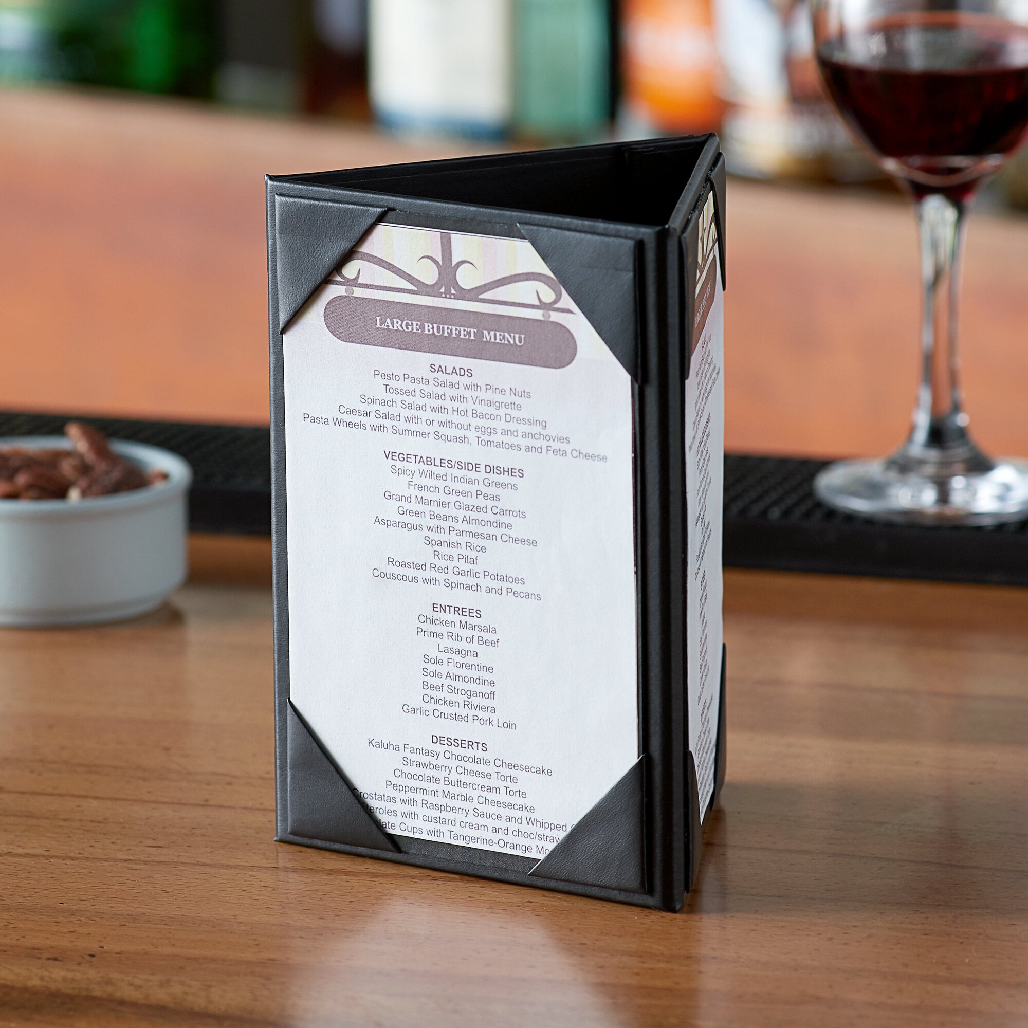 Menu Solutions TT36 4" x 6" Triple Panel Table Tent with Picture Corners
