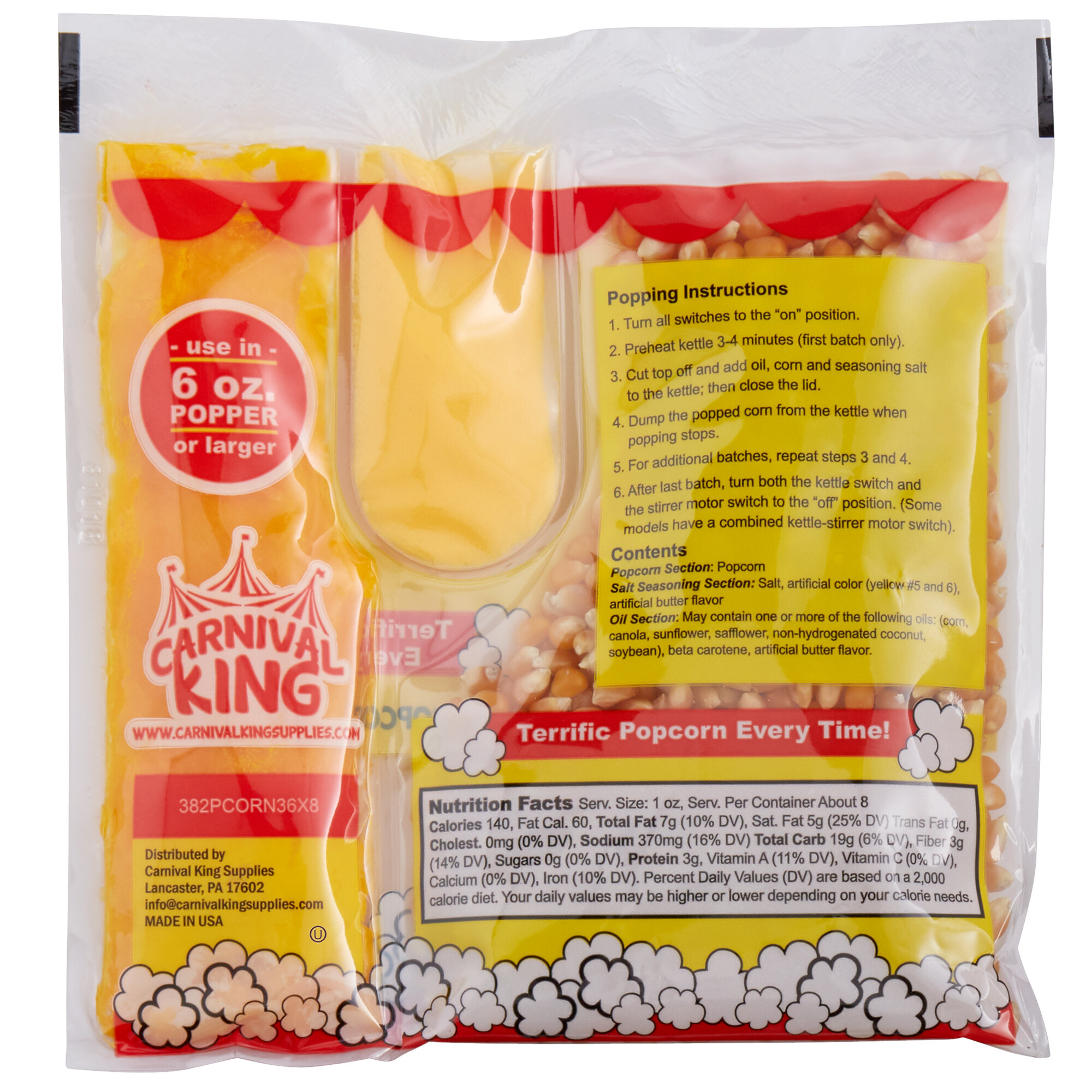 Carnival King All-In-One Popcorn Kit for 6 oz. Popper - 36/Case