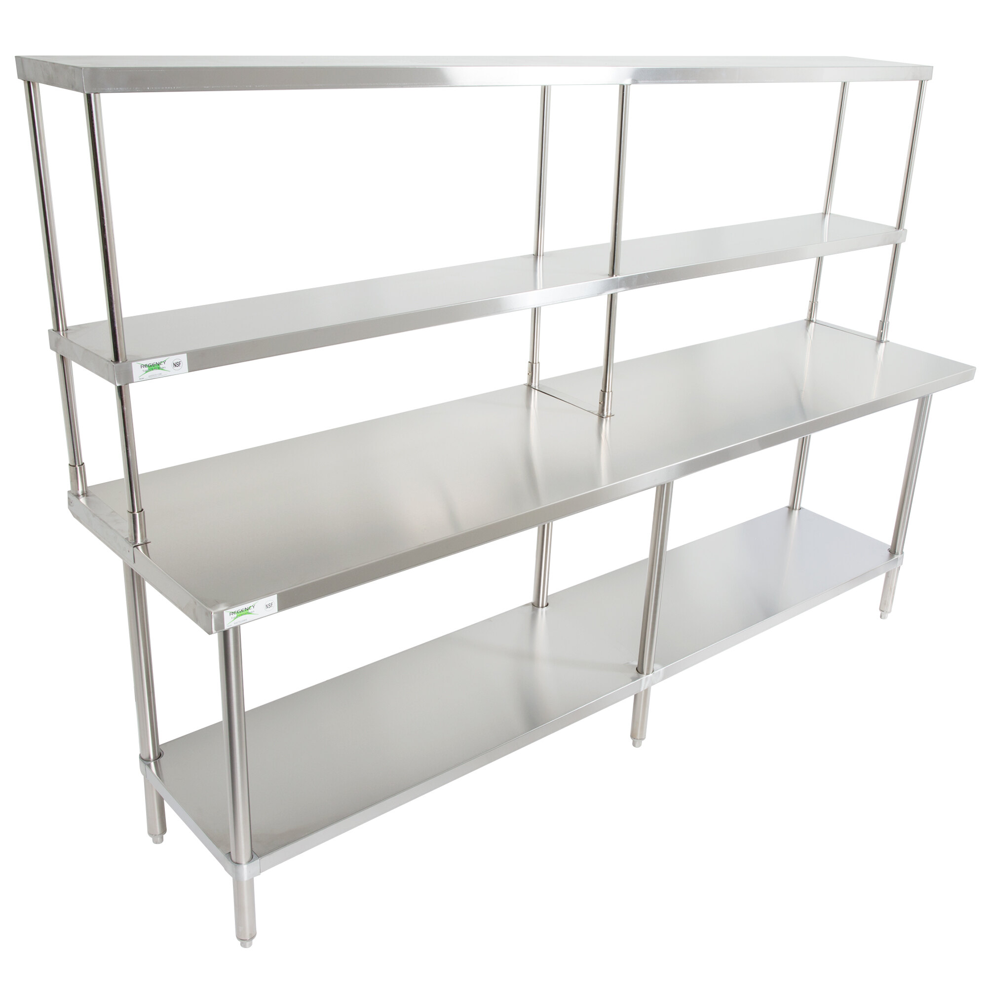 Regency Stainless Steel Double Deck Overshelf - 12" x 96" x 32"