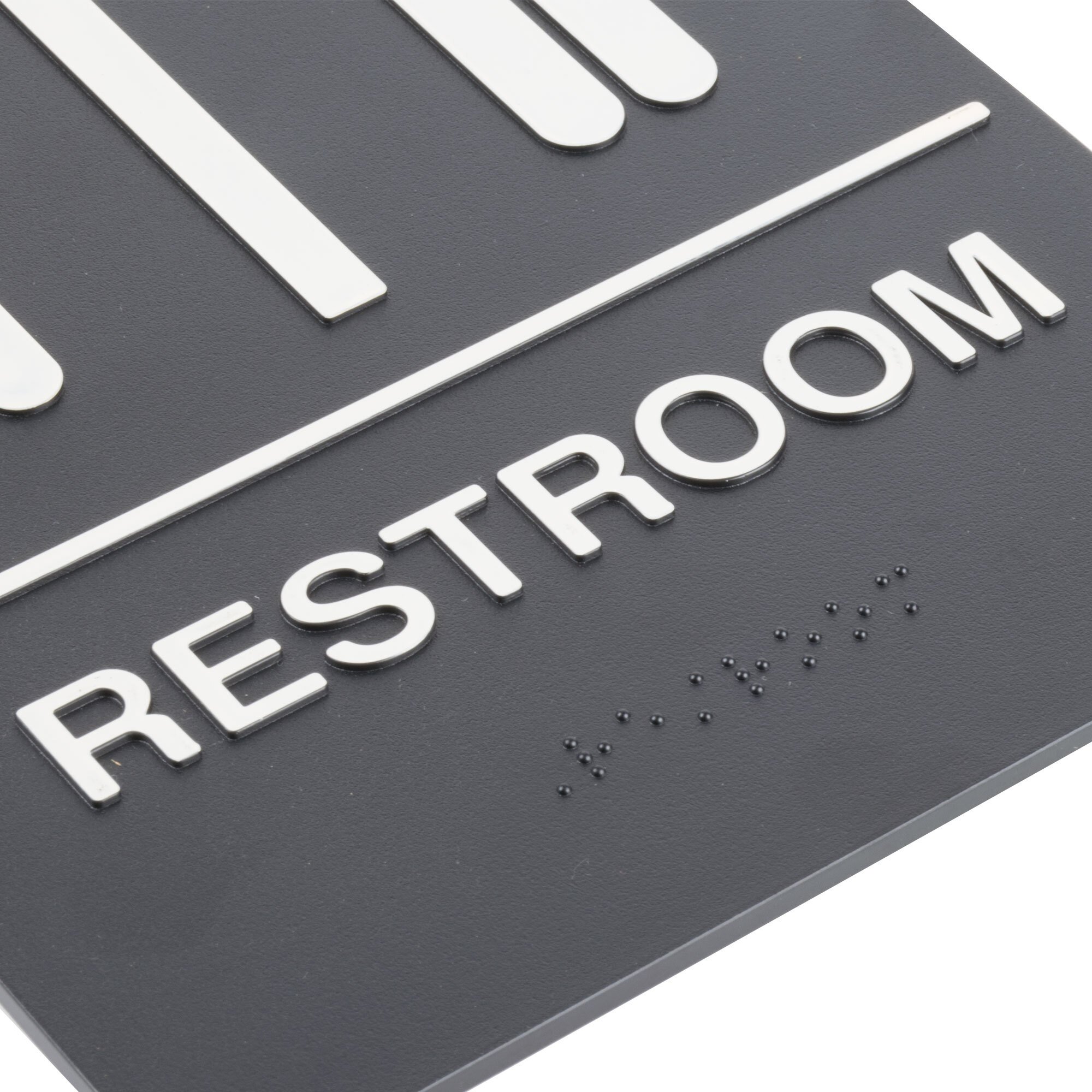 Black and White Unisex Restroom Sign with Braille 9" x 6"