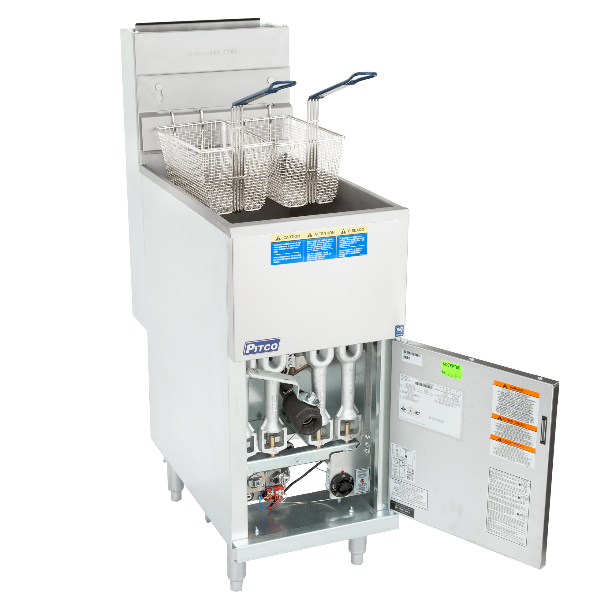 Pitco® 45C+S Natural Gas 42-50 lb. Stainless Steel Floor Fryer