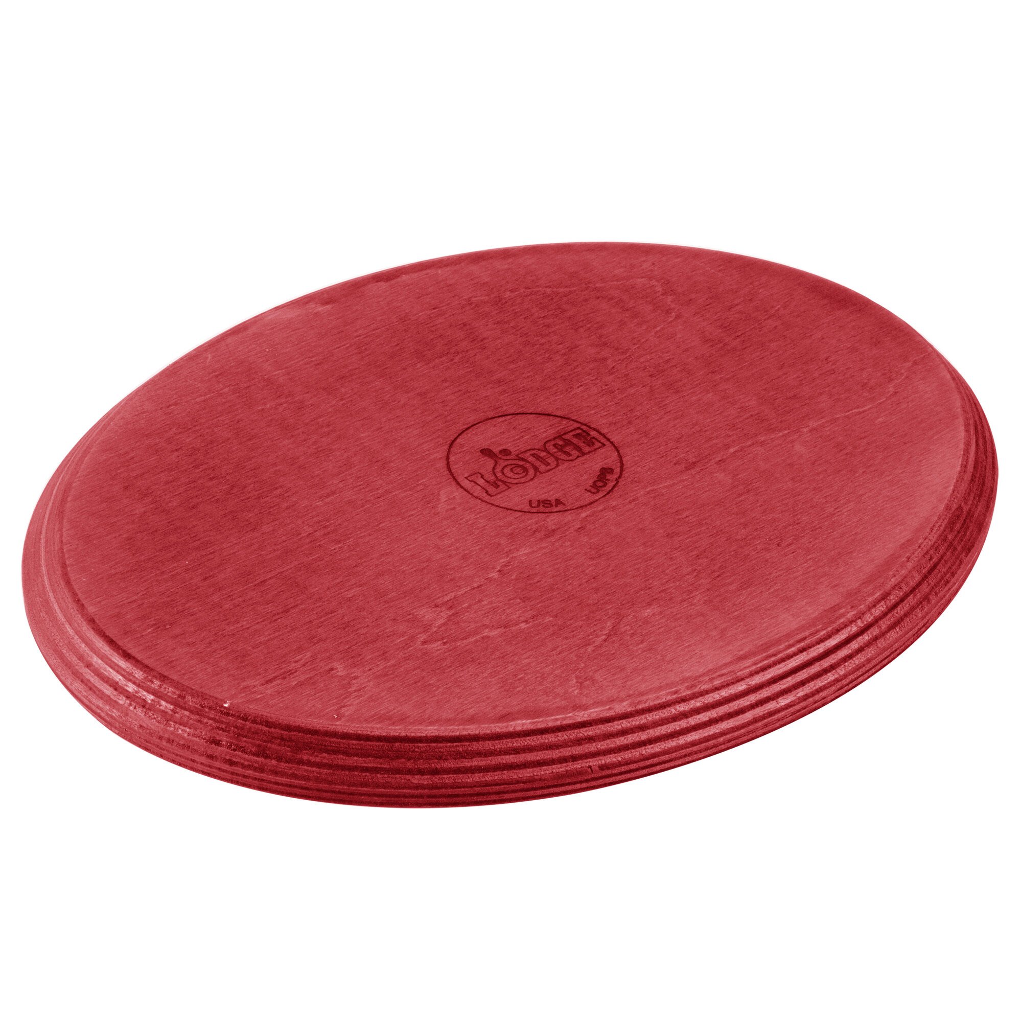 Lodge UOPB1 9" x 11 3/4" Oval Chili Pepper Red Wood Underliner