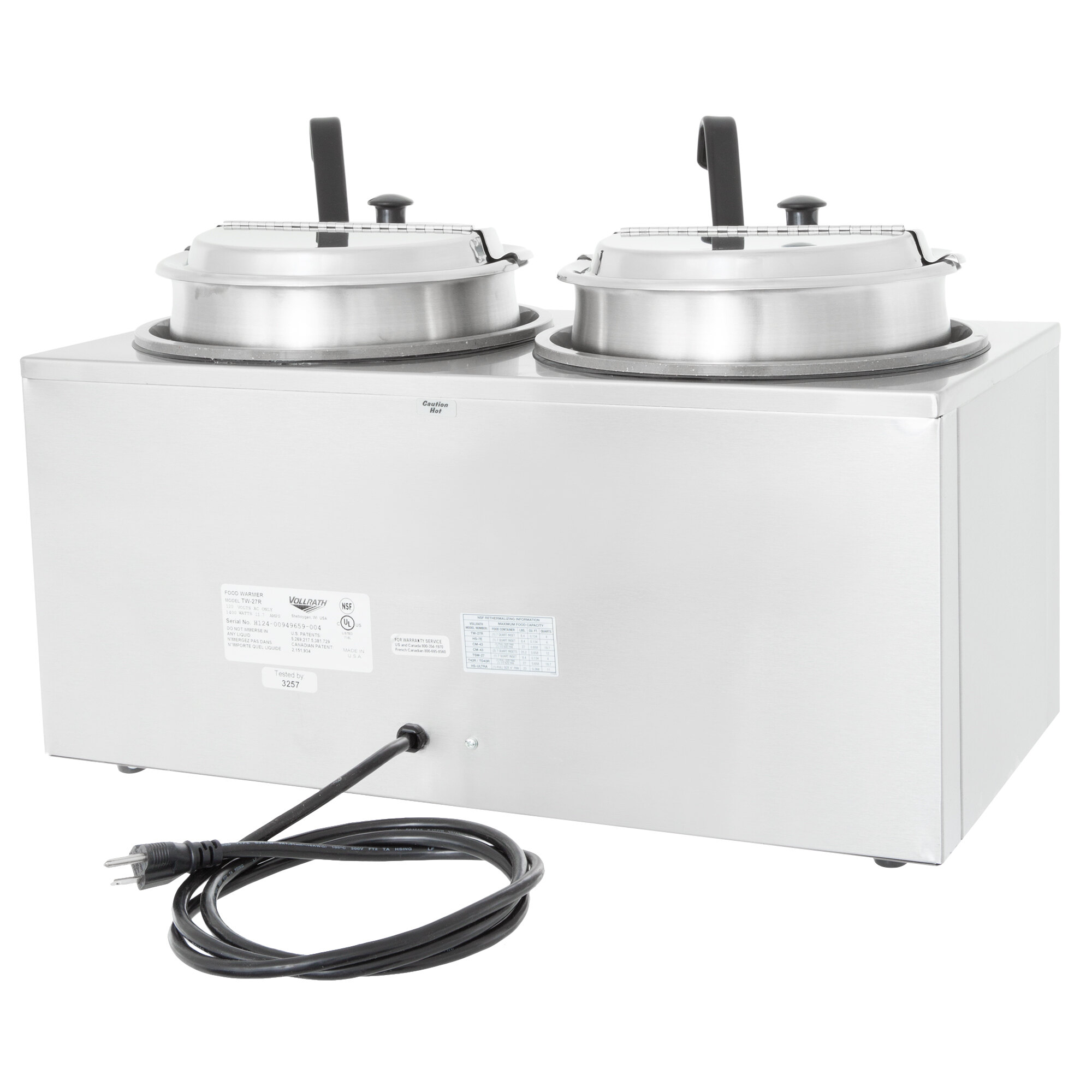 Vollrath 72029 Cayenne Twin Well 7 Qt. Rethermalizer / Warmer Package ...