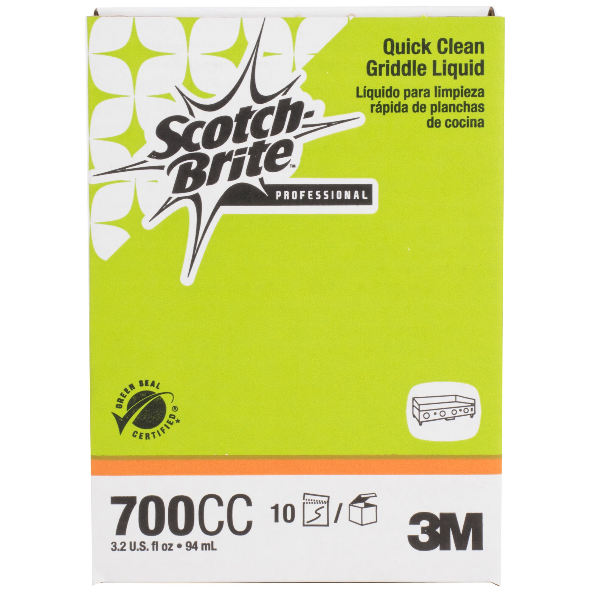 3M 700CC Scotch-Brite™ 3.2 oz. Liquid Griddle Quick Clean Packet - 40/Case