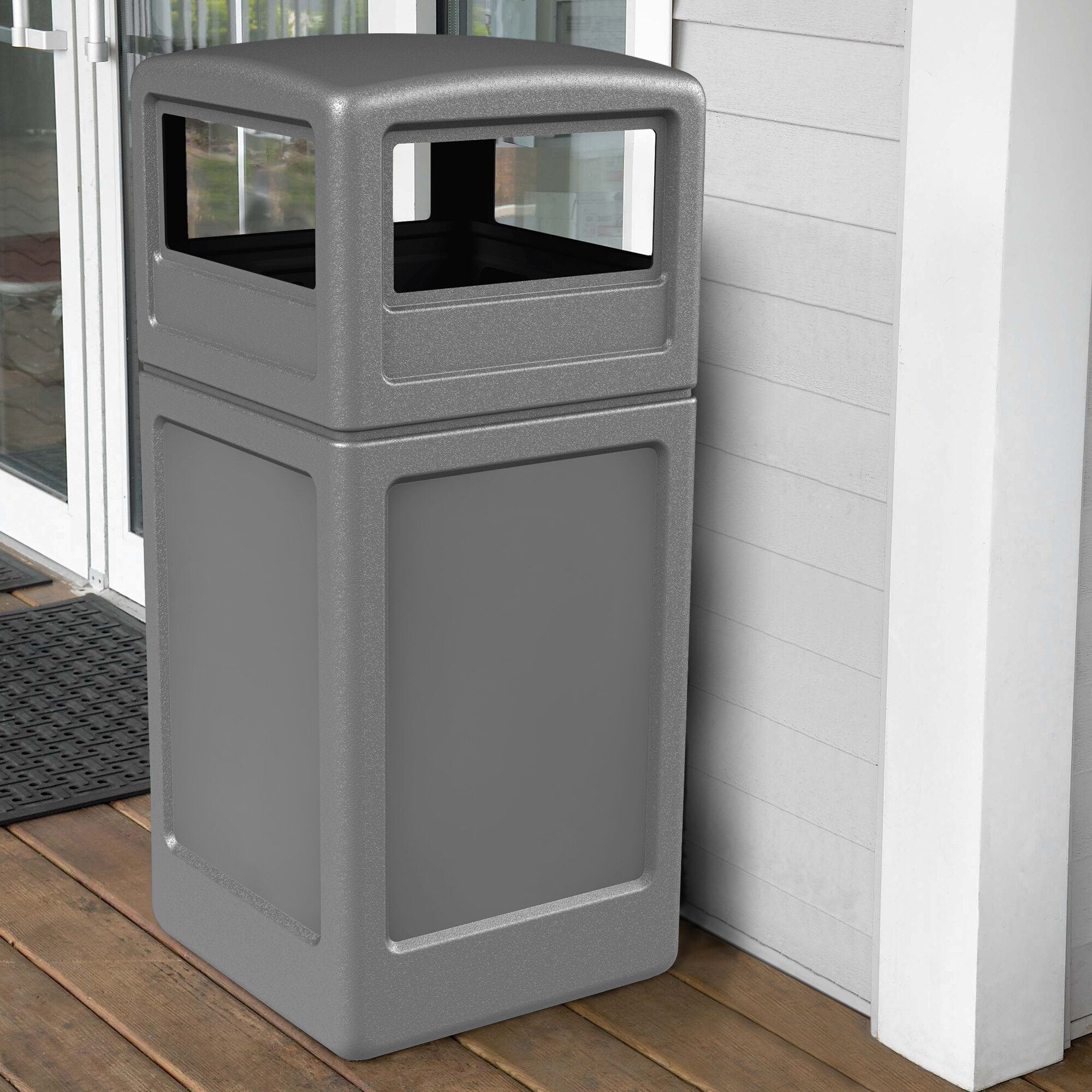 Commercial Zone 73290399 PolyTec 42 Gallon Square Gray Waste Container ...