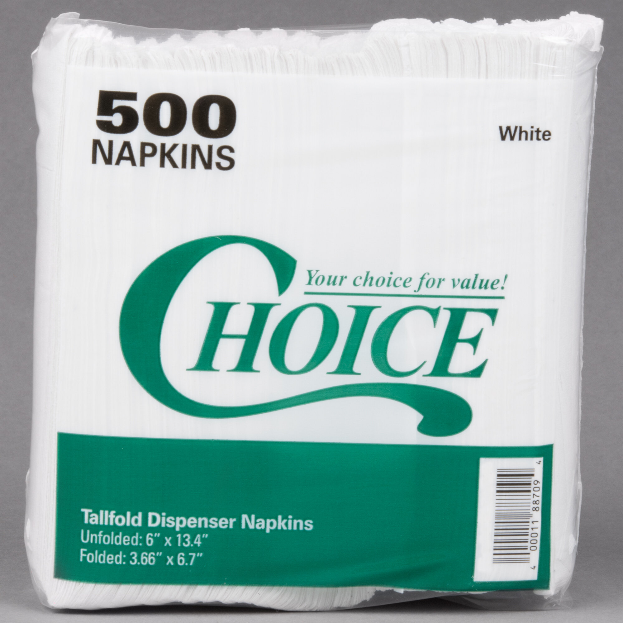 Choice White Tall-Fold 6" x 13" Dispenser Napkin - 500/Pack