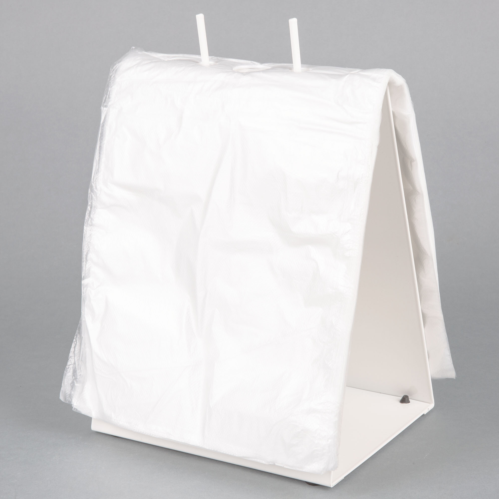 Choice Deli Saddle bag stand with Plain 10 1/2" x 8" Deli Bags - Flip Top