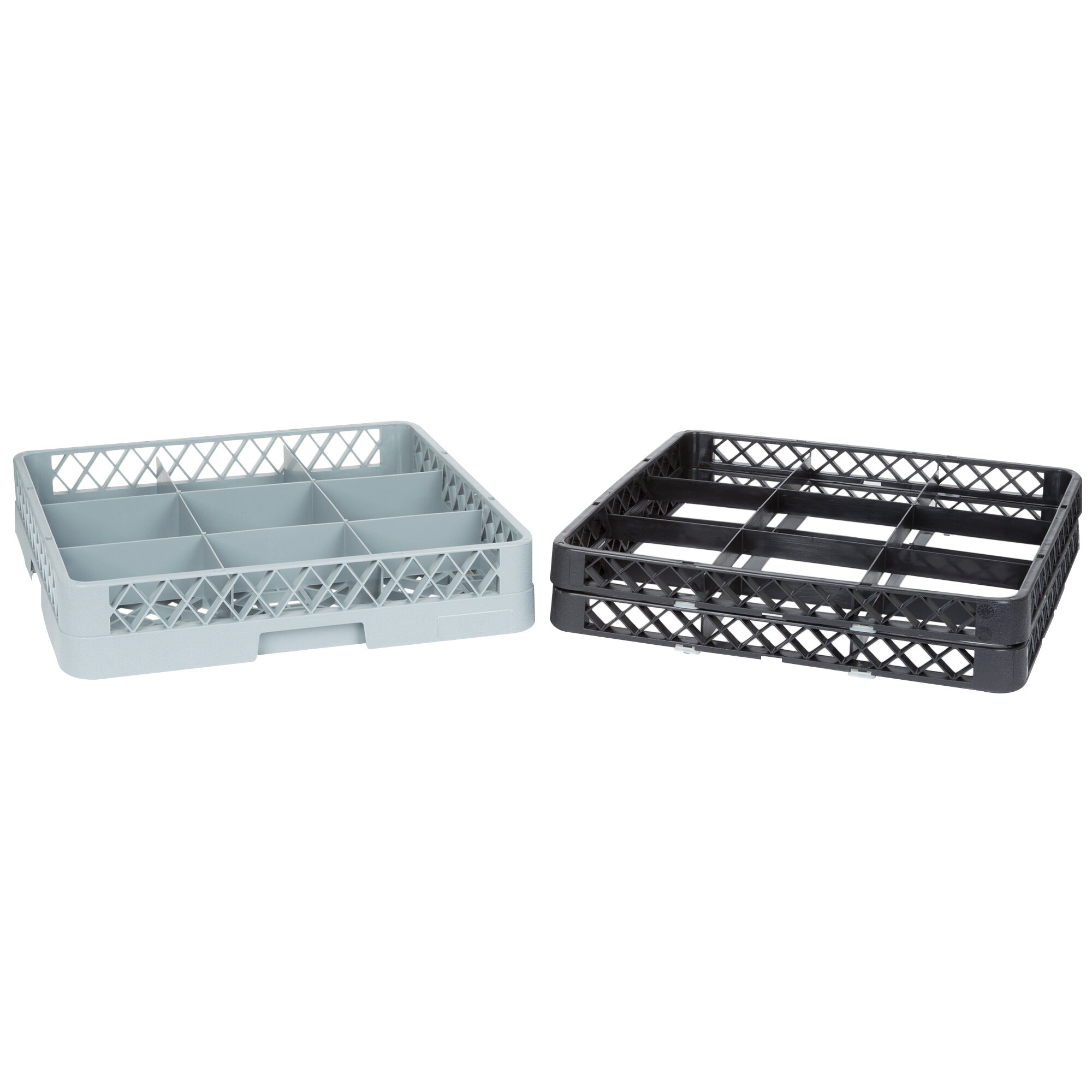 Noble Products 9-Compartment Gray Full-Size Glass Rack with 2 Black ...
