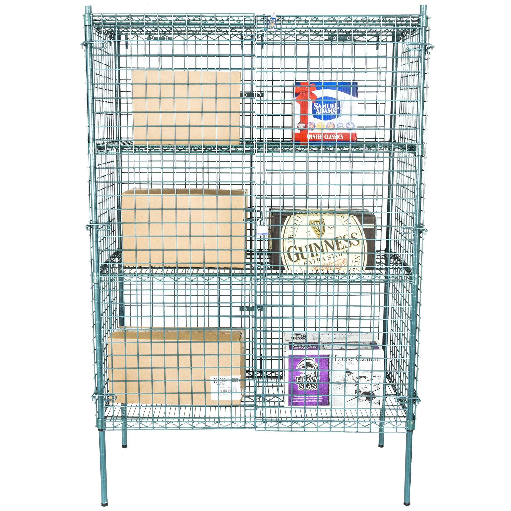 Regency NSF Stationary Green Wire Security Cage Kit - 24" x 48" x 74"