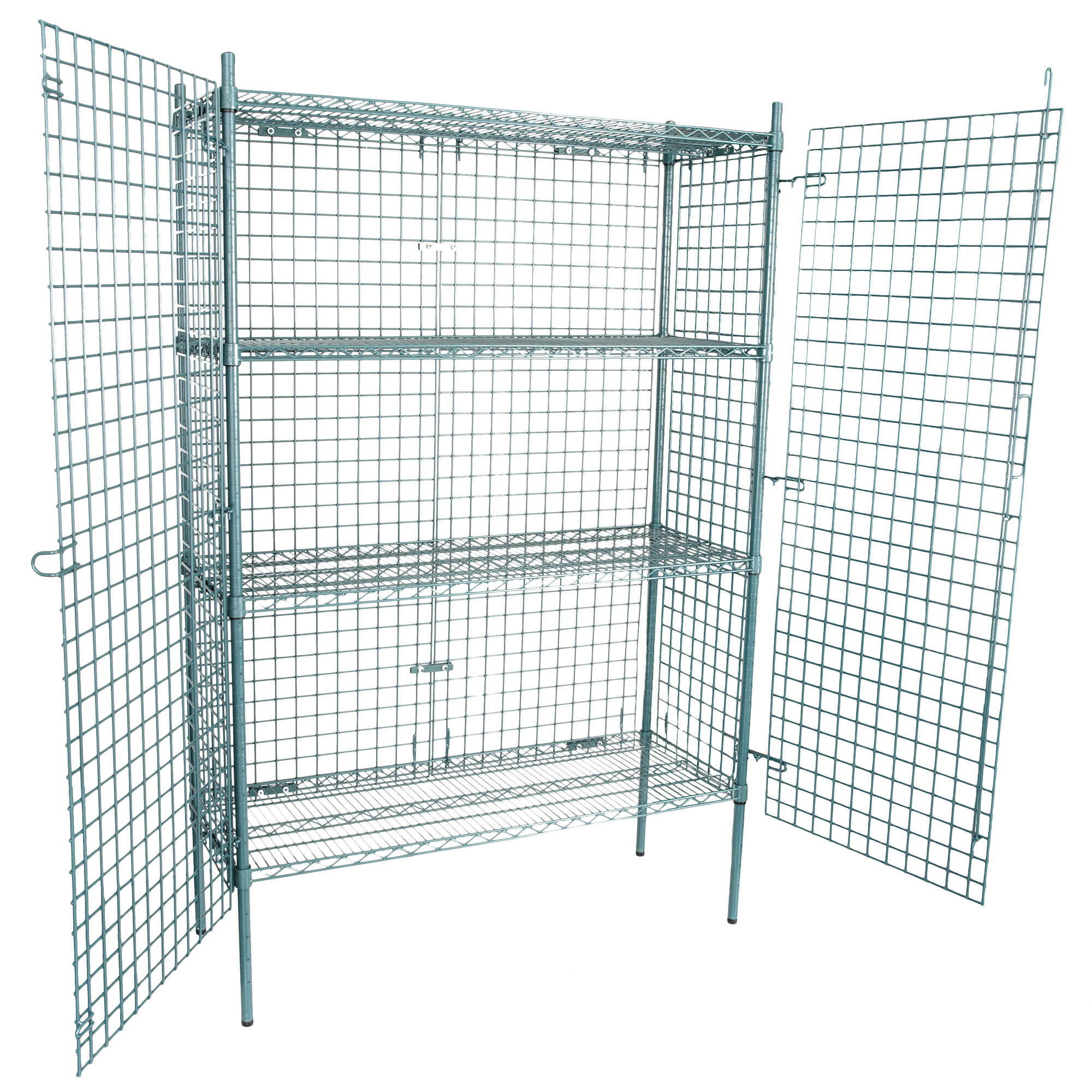 Regency NSF Stationary Green Wire Security Cage Kit - 24" x 48" x 74"
