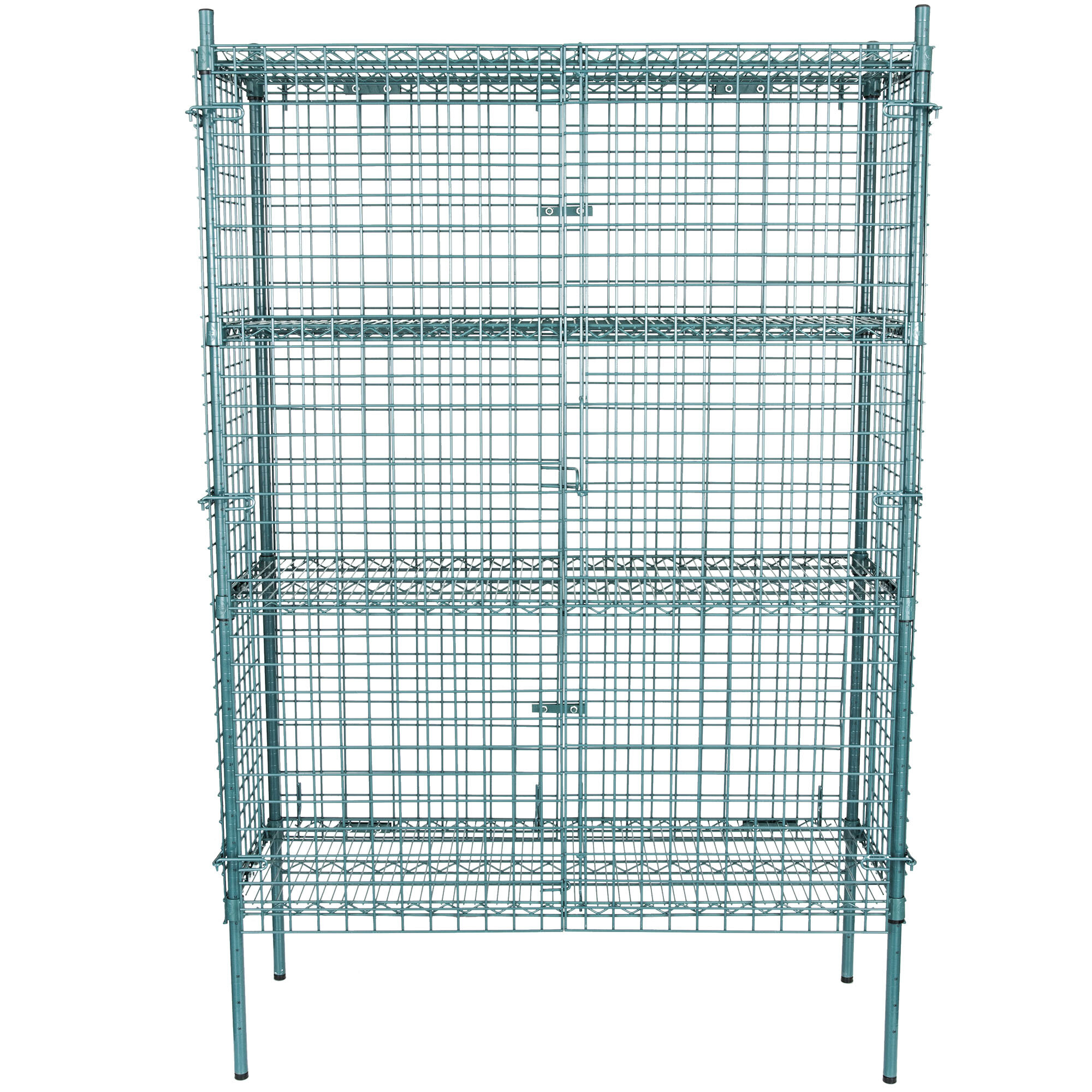 Regency NSF Stationary Green Wire Security Cage Kit - 18" x 48" x 74"