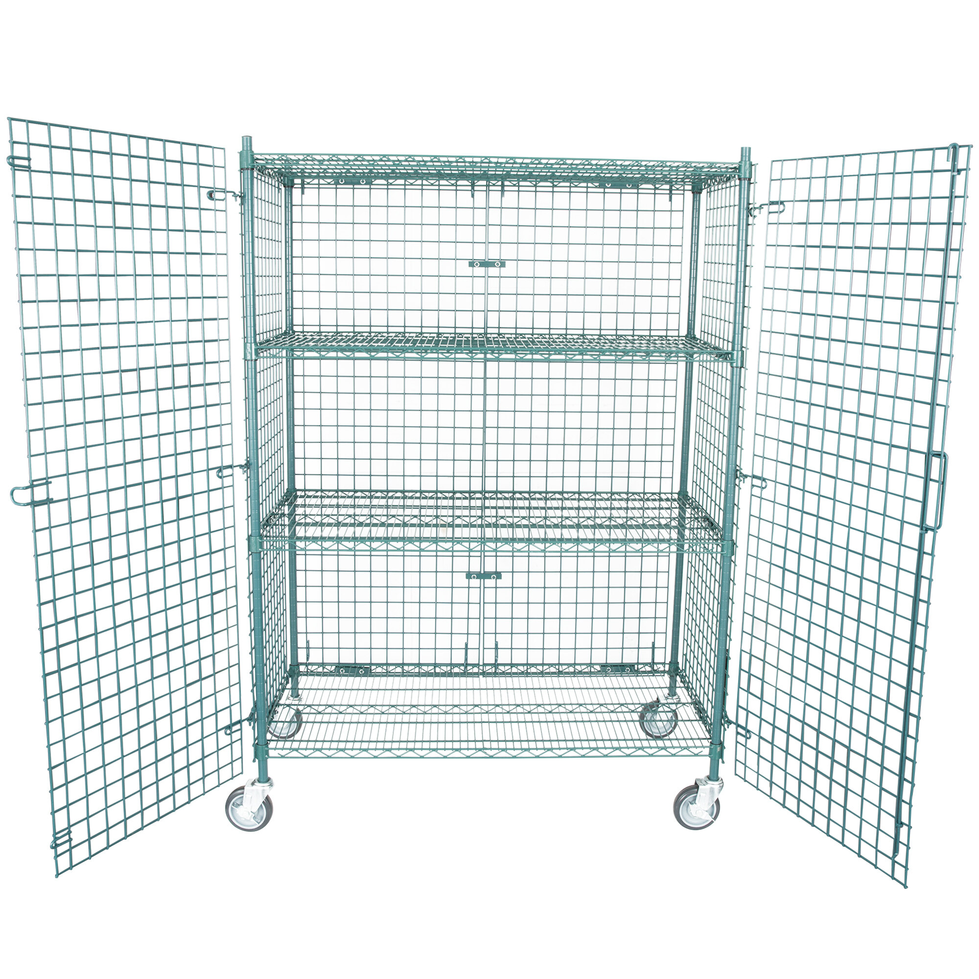 Regency NSF Mobile Green Wire Security Cage Kit - 24" x 48" x 69"