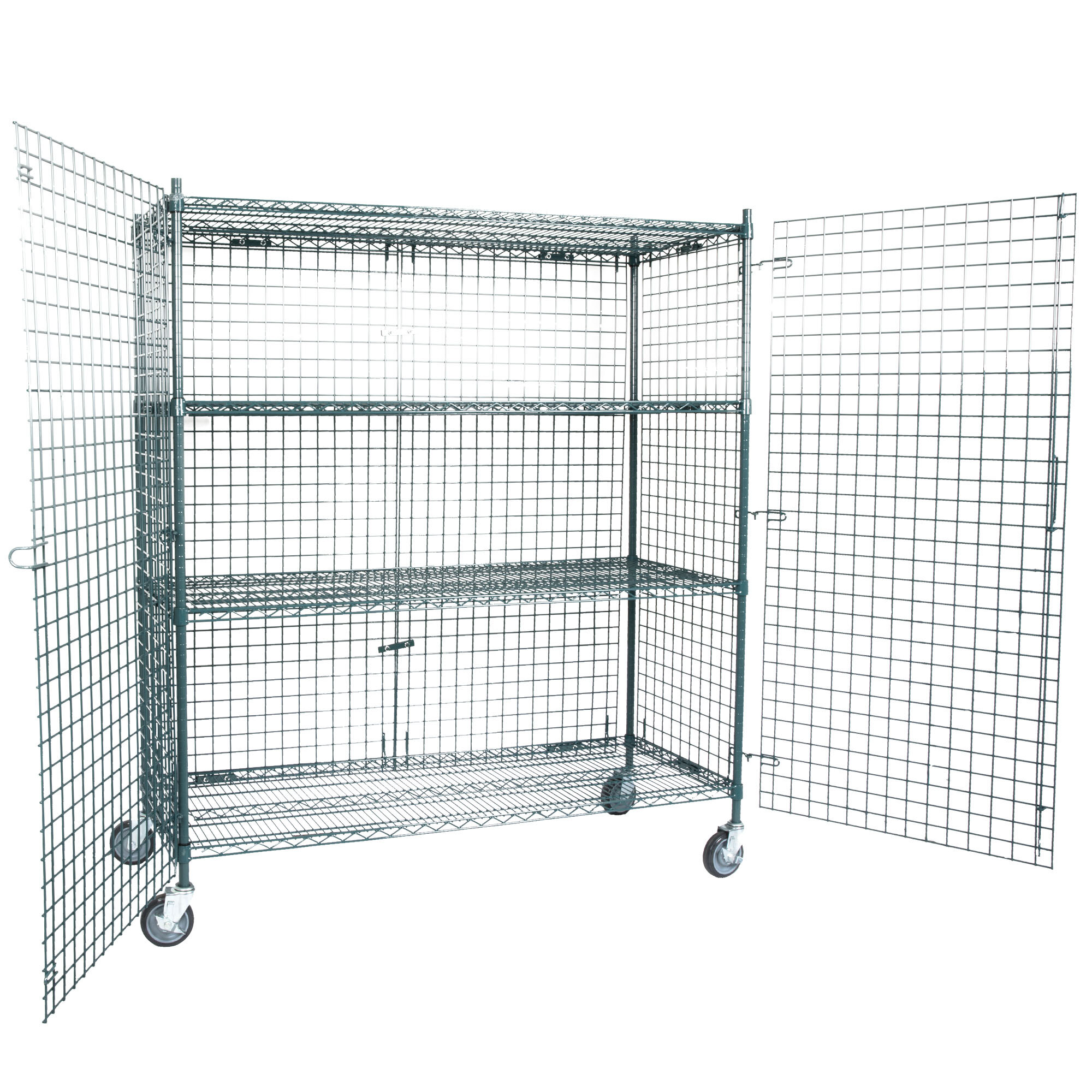 Regency NSF Mobile Green Wire Security Cage Kit -24" x 60" x 69"