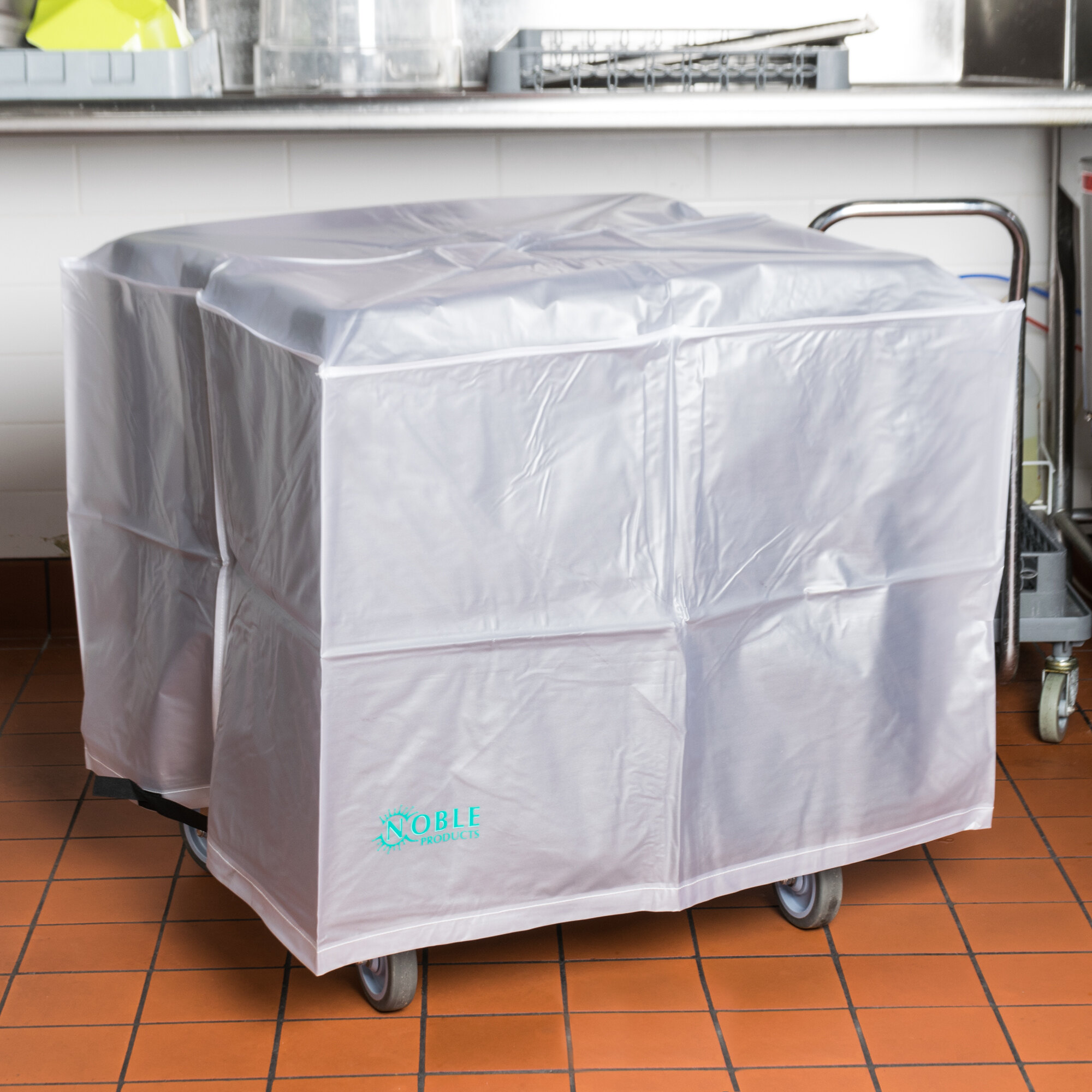 Noble Products 34" x 33" x 25" Translucent Large Vinyl Dish Dolly Cover