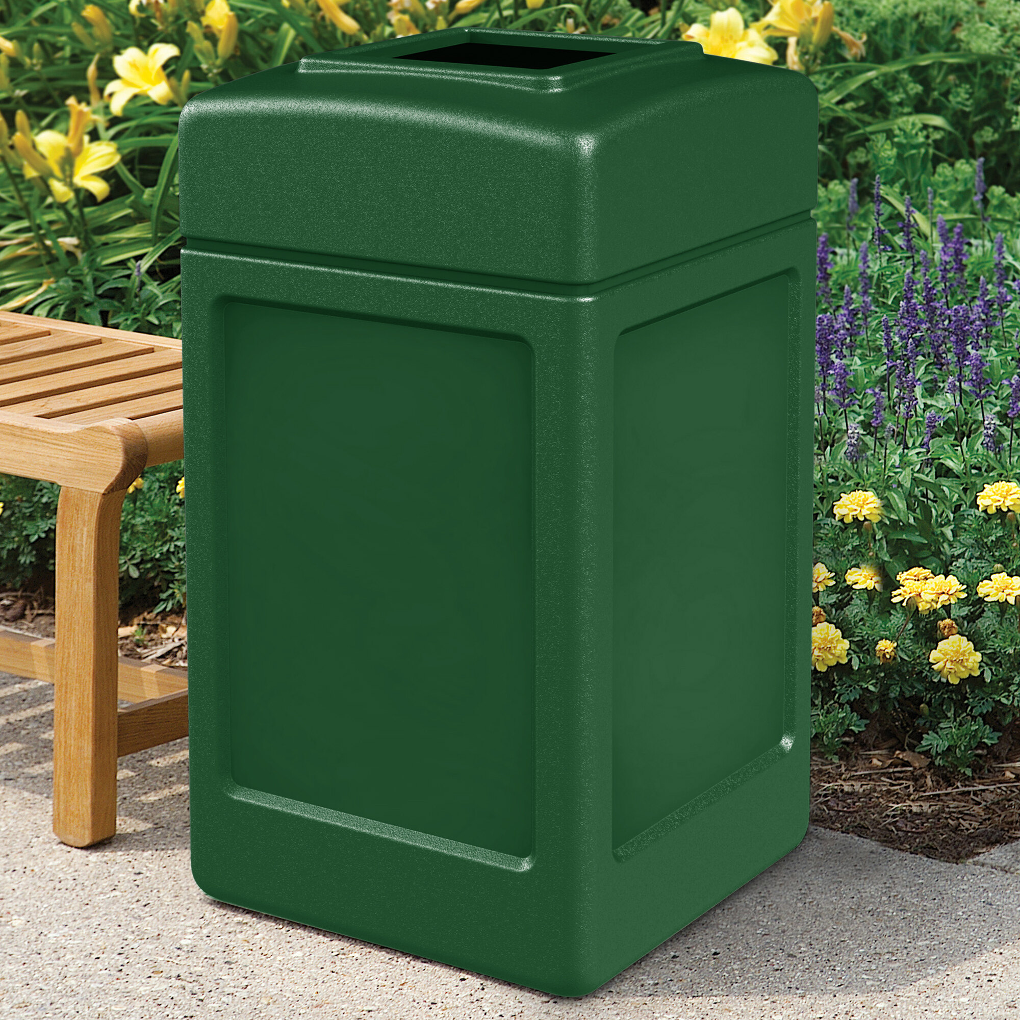 Commercial Zone 732153 PolyTec 42 Gallon Square Green Waste Container