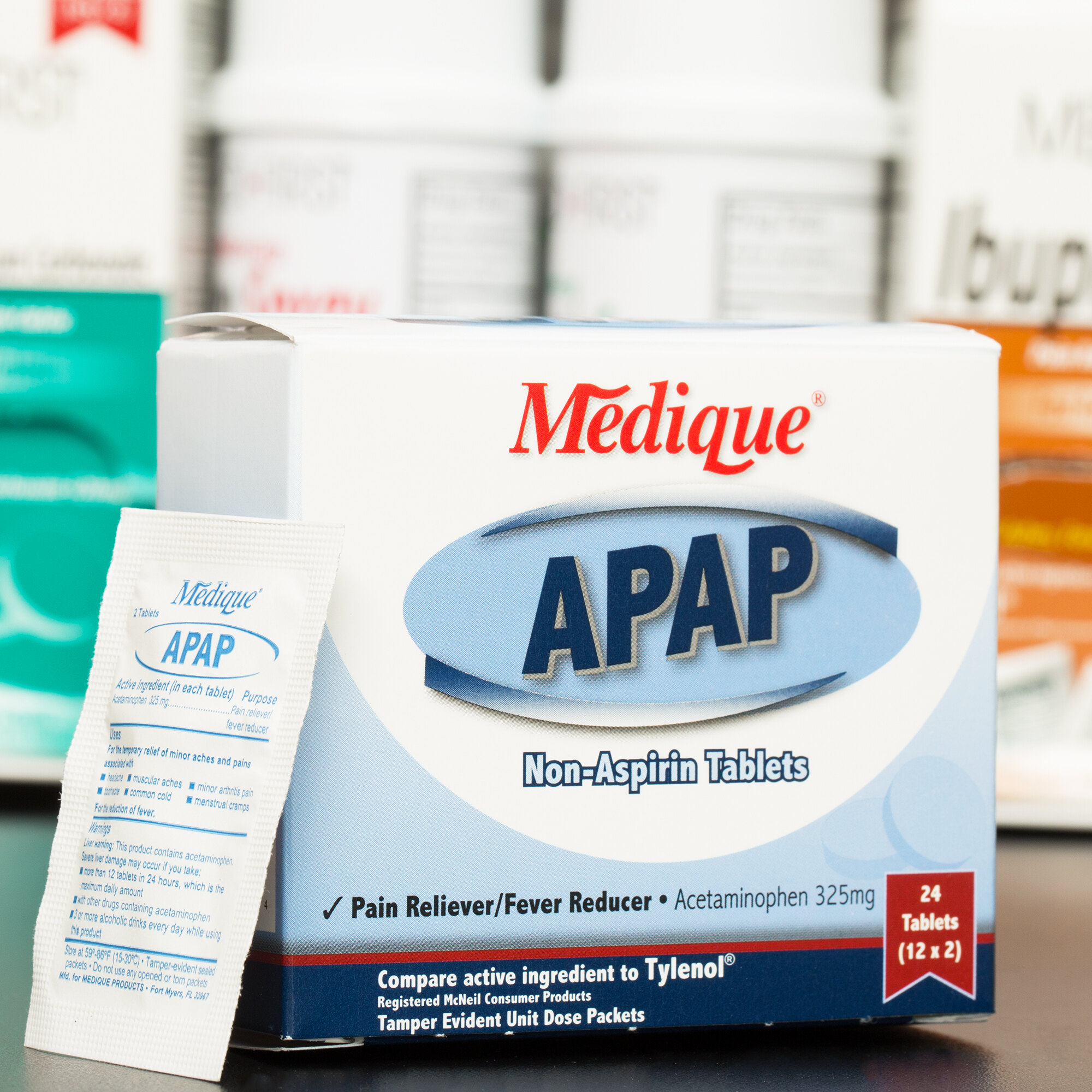 Medique 14564 APAP Acetaminophen Tablets - 24/Box