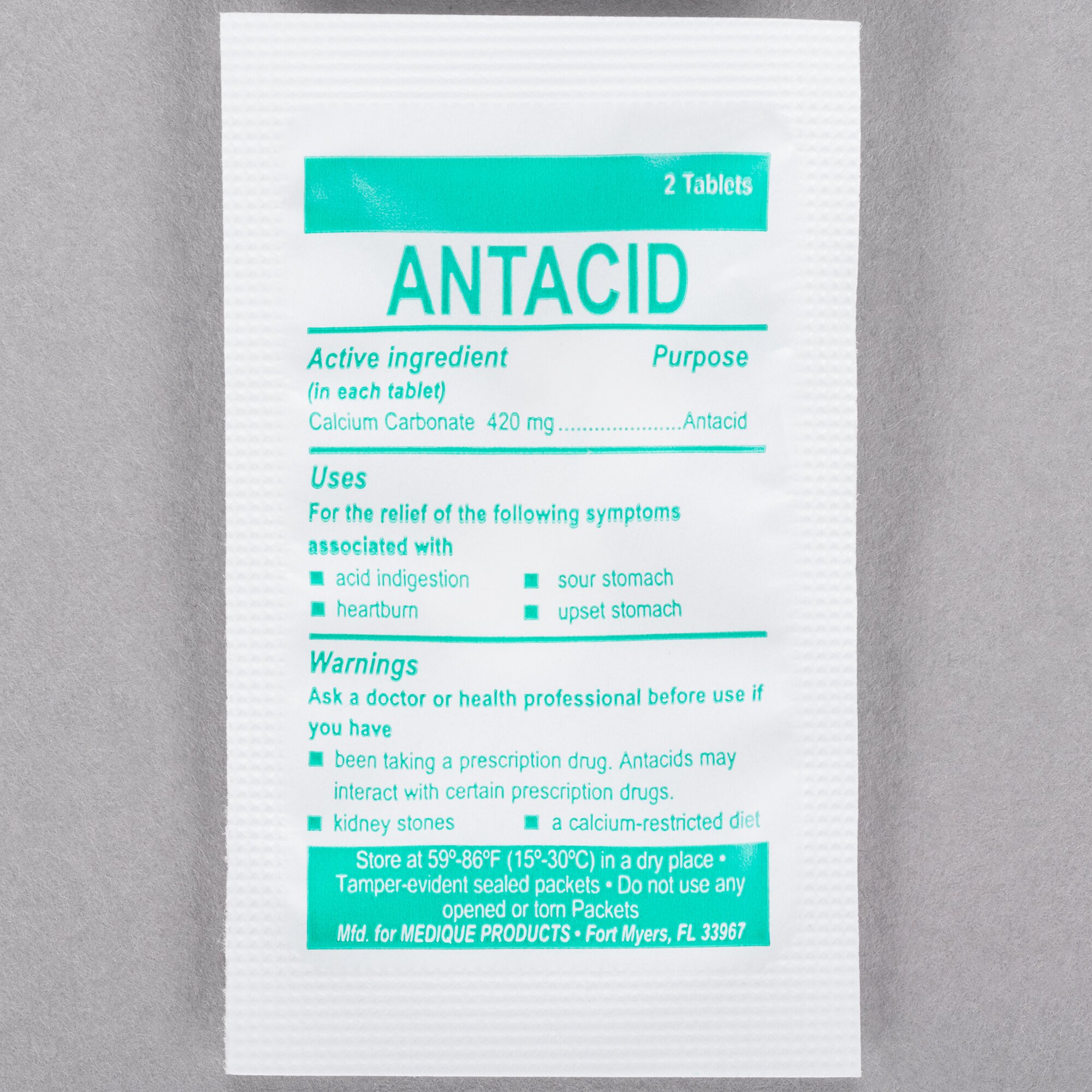 Medi-First 80248 Antacid Tablets - 250/Box