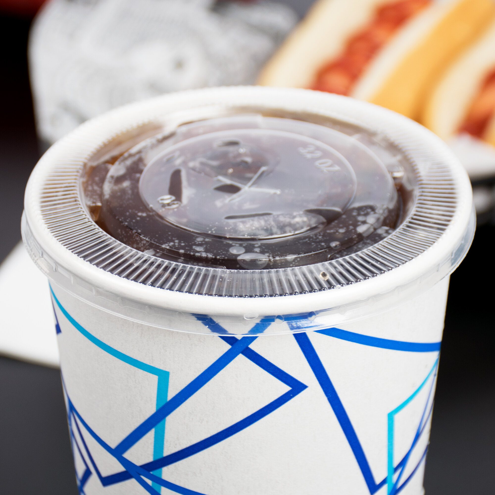 Choice 32 oz. Translucent Cold Cup Flat Lid with Straw Slot - 100/Pack