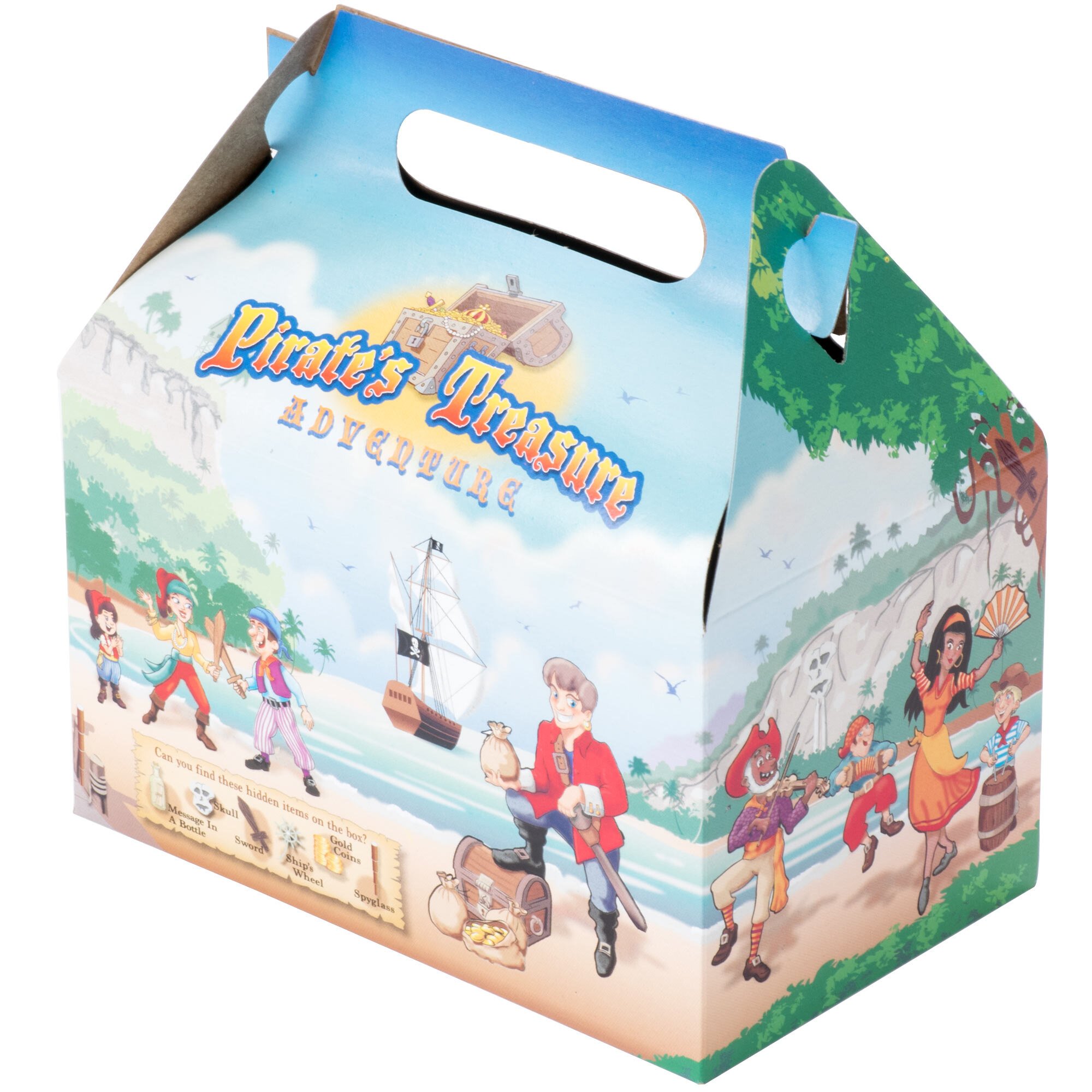 6 7/16" x 4" x 3 3/4" Kids Take-Out Meal Box with Pirate Design - 96/Case