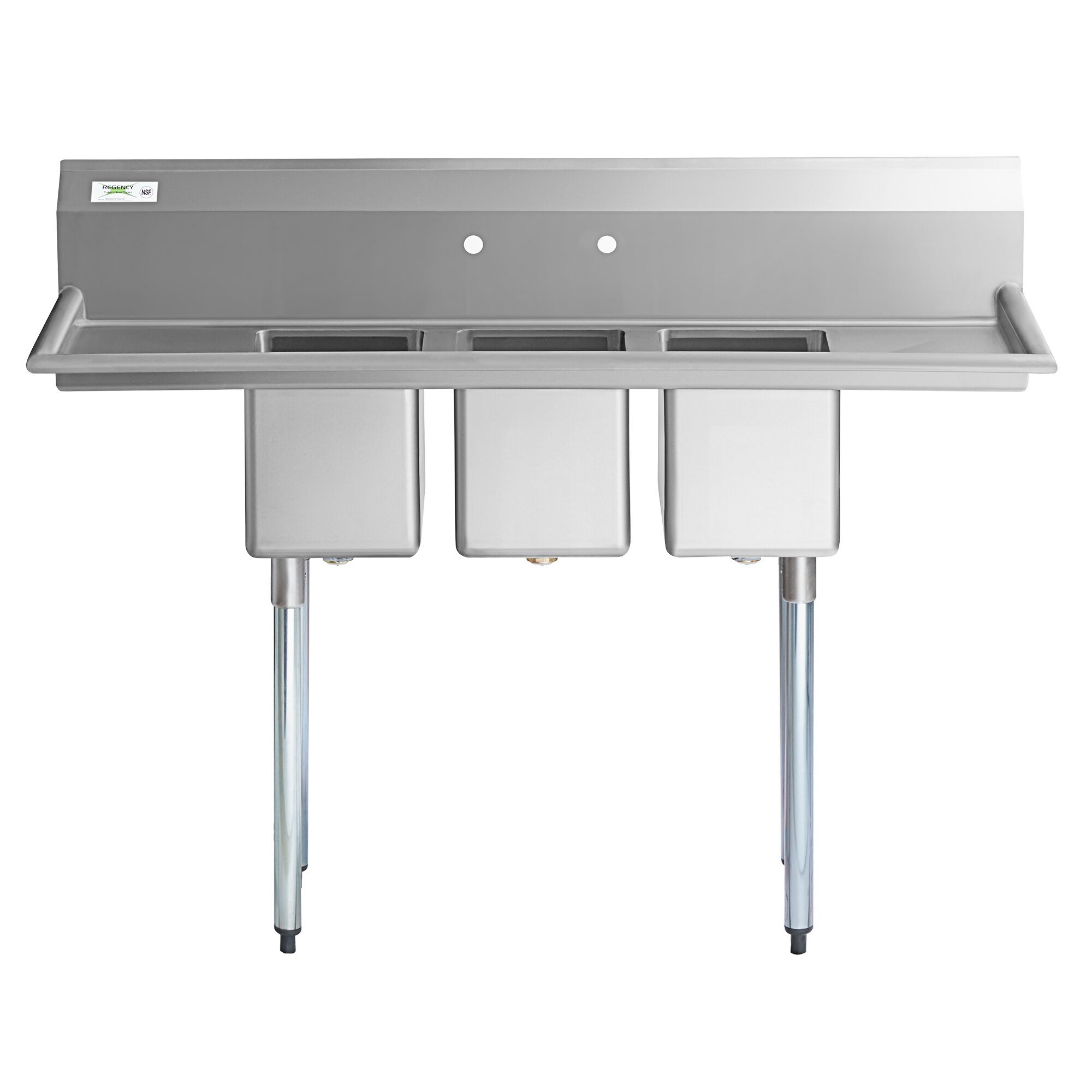 Regency 3 Compartment Sink with 2 Drainboards - 58"