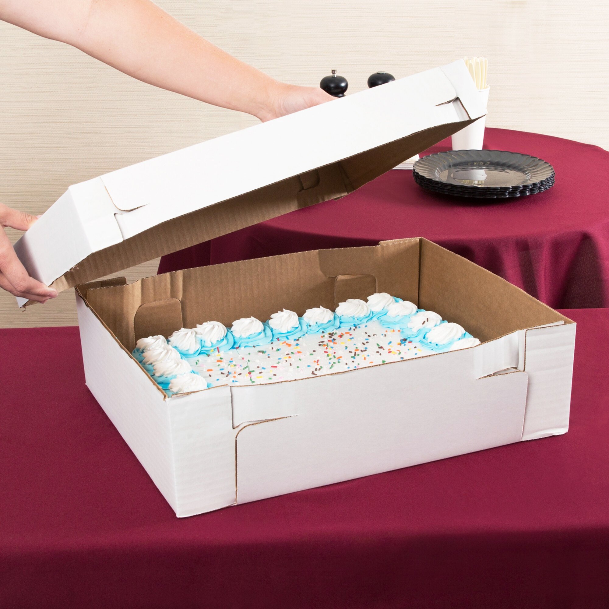 18" x 14" x 5" White Corrugated Half Sheet Cake / Bakery Box with Lid ...