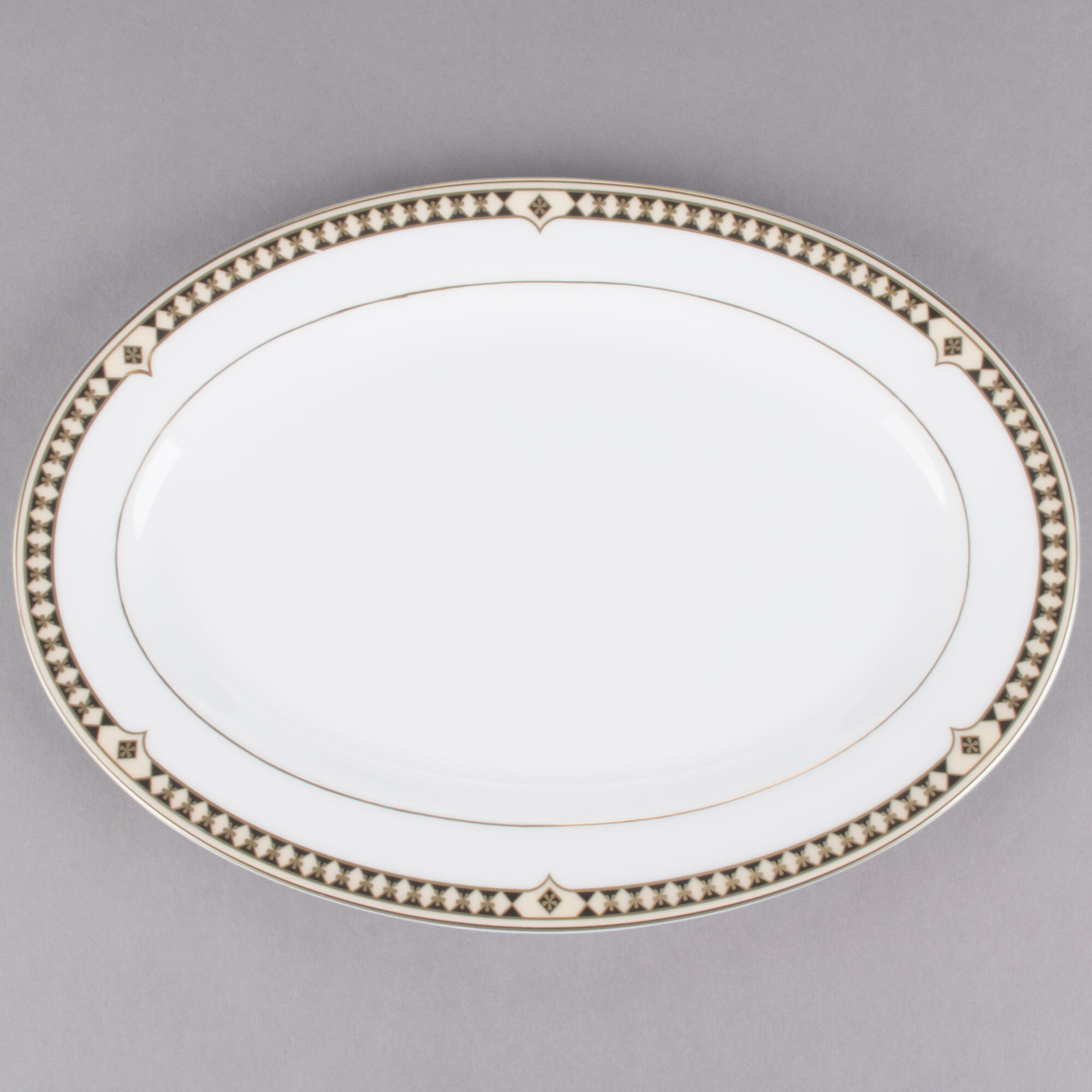 Syracuse China 911191023 Baroque 10 1/4" Bone China Oval Platter - 12/Case