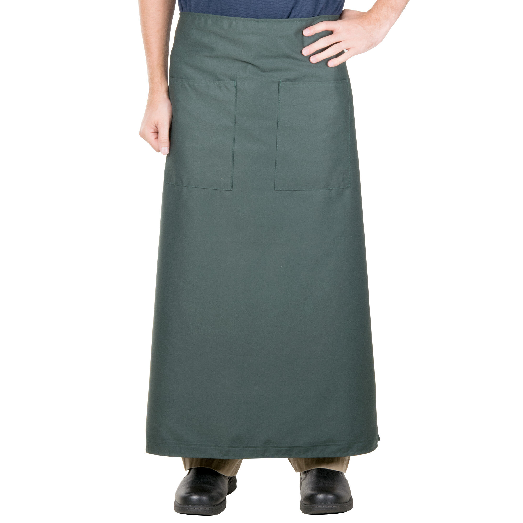 Intedge Hunter Green Poly-Cotton Bistro Apron with 2 Pockets - 38"L x ...