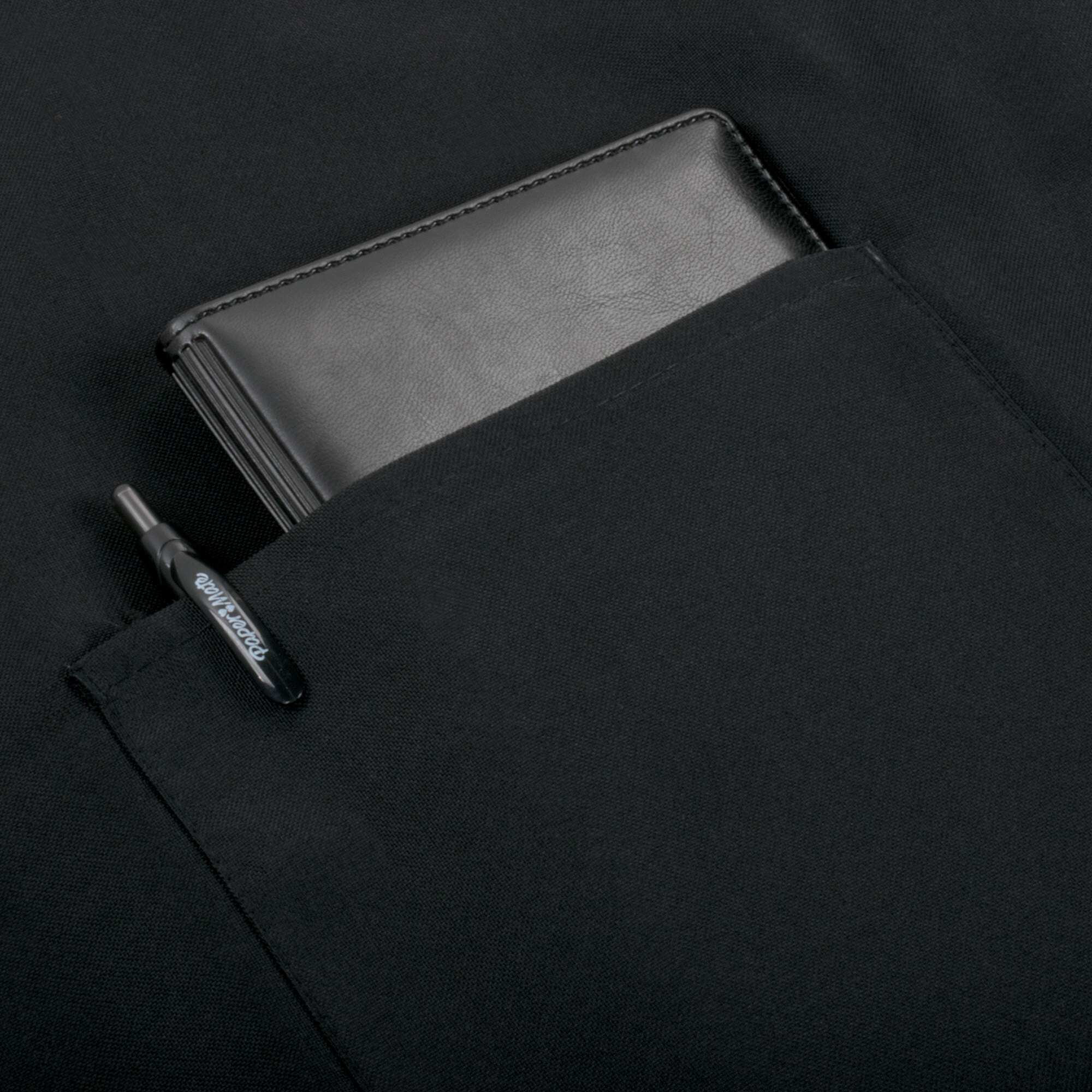 Intedge Black Poly-Cotton Bistro Apron with 2 Pockets - 38"L x 33.5"W