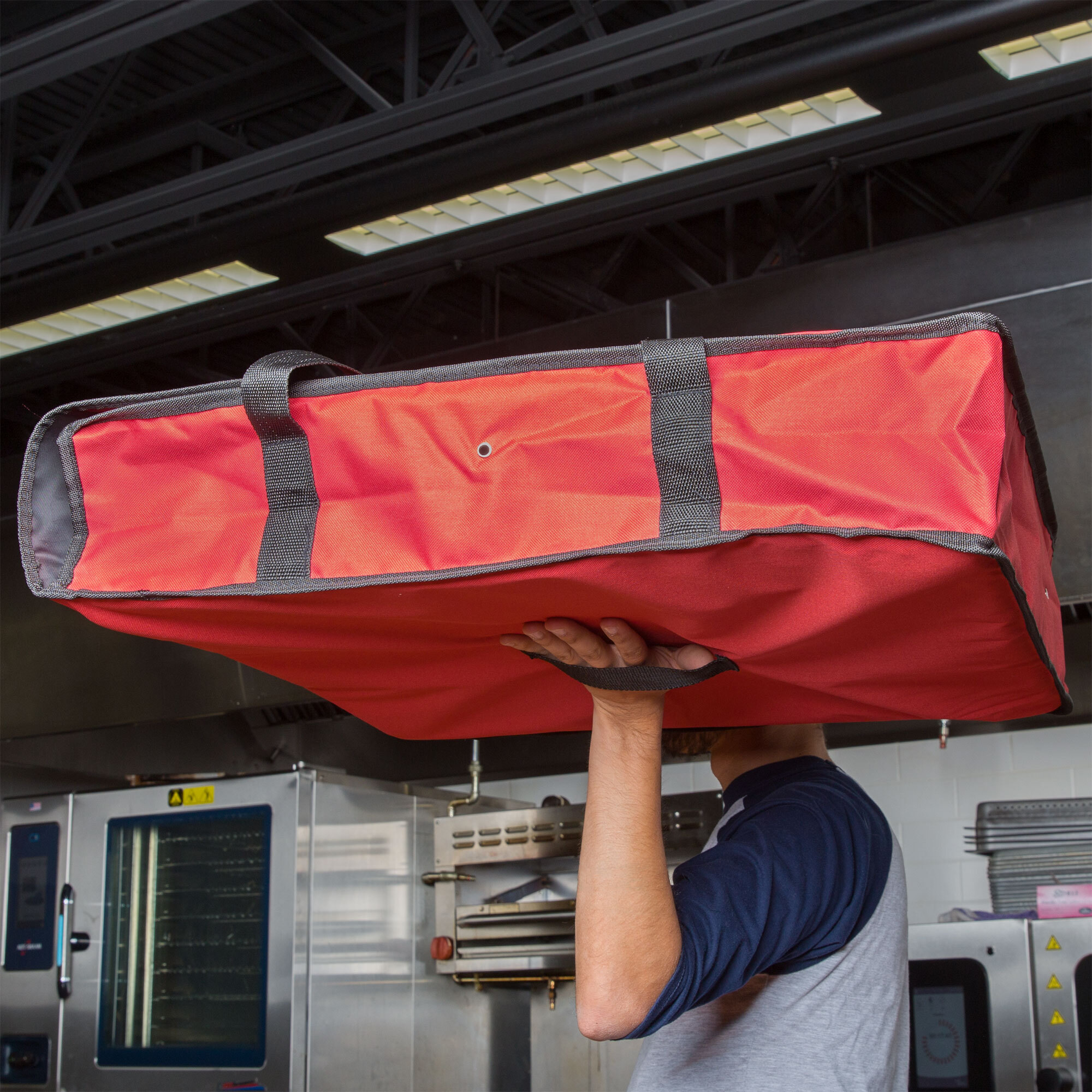 Choice Insulated Pizza Delivery Bag, Red Nylon, 24" x 24" x 5" - Holds ...